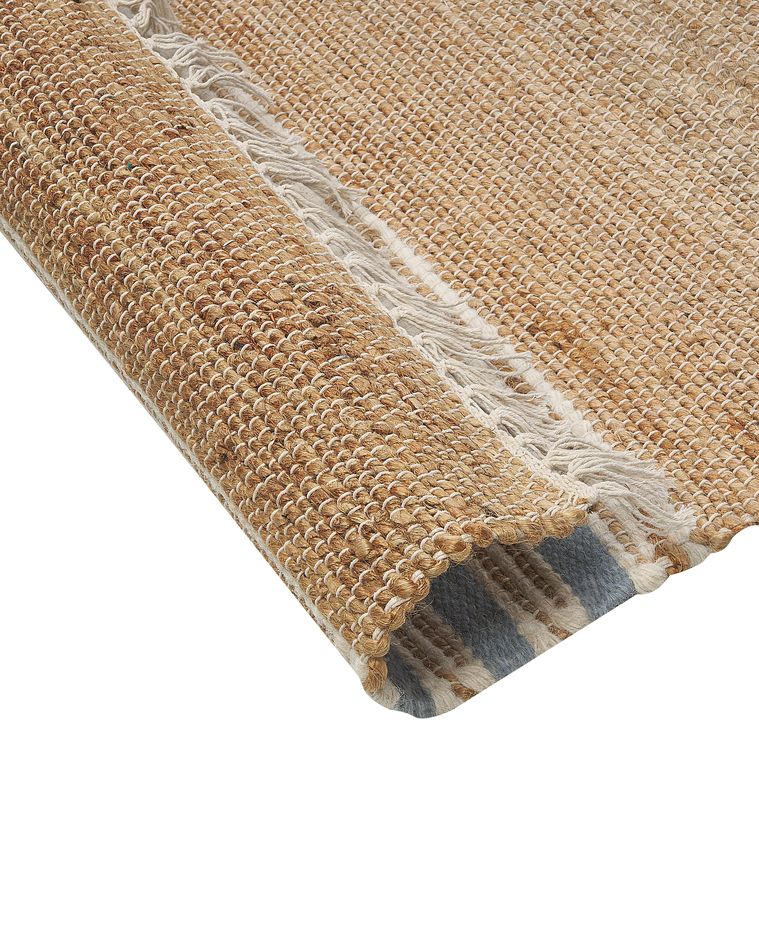 Alfombra de yute beige claro/natural/azul claro/blanco 160 x 230 cm ...