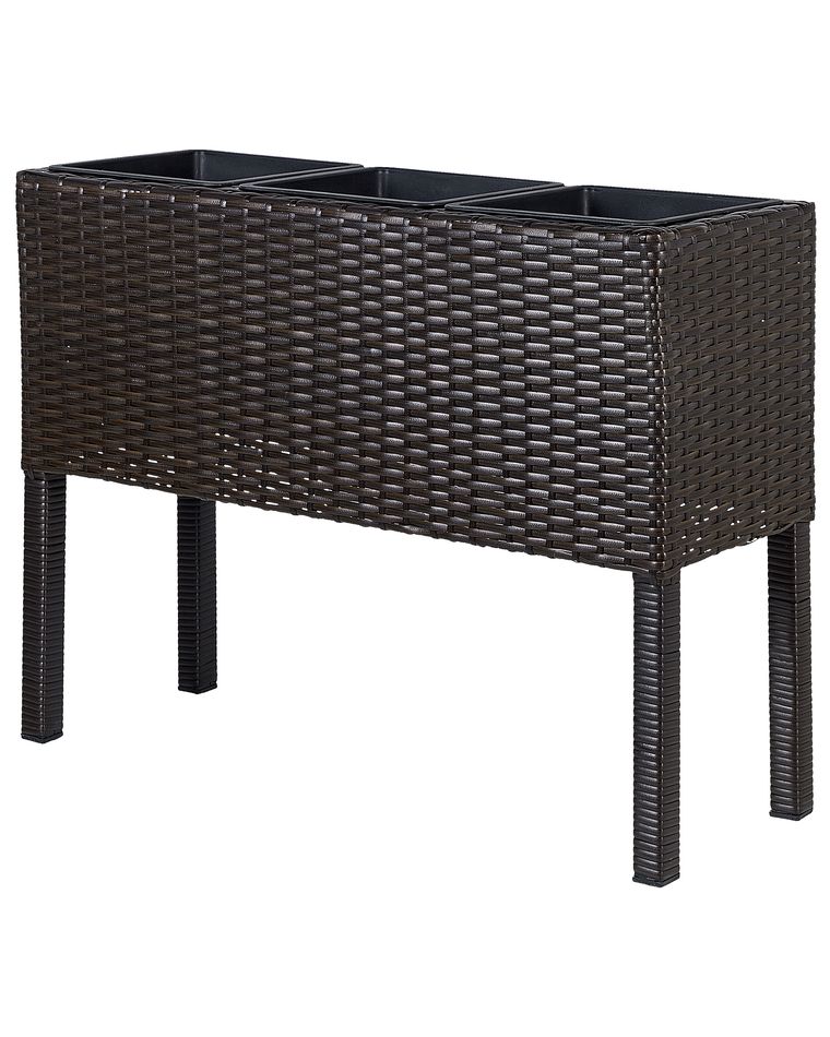 PE Rattan Raised Planter Box Brown CARAGANA | Beliani.co.uk