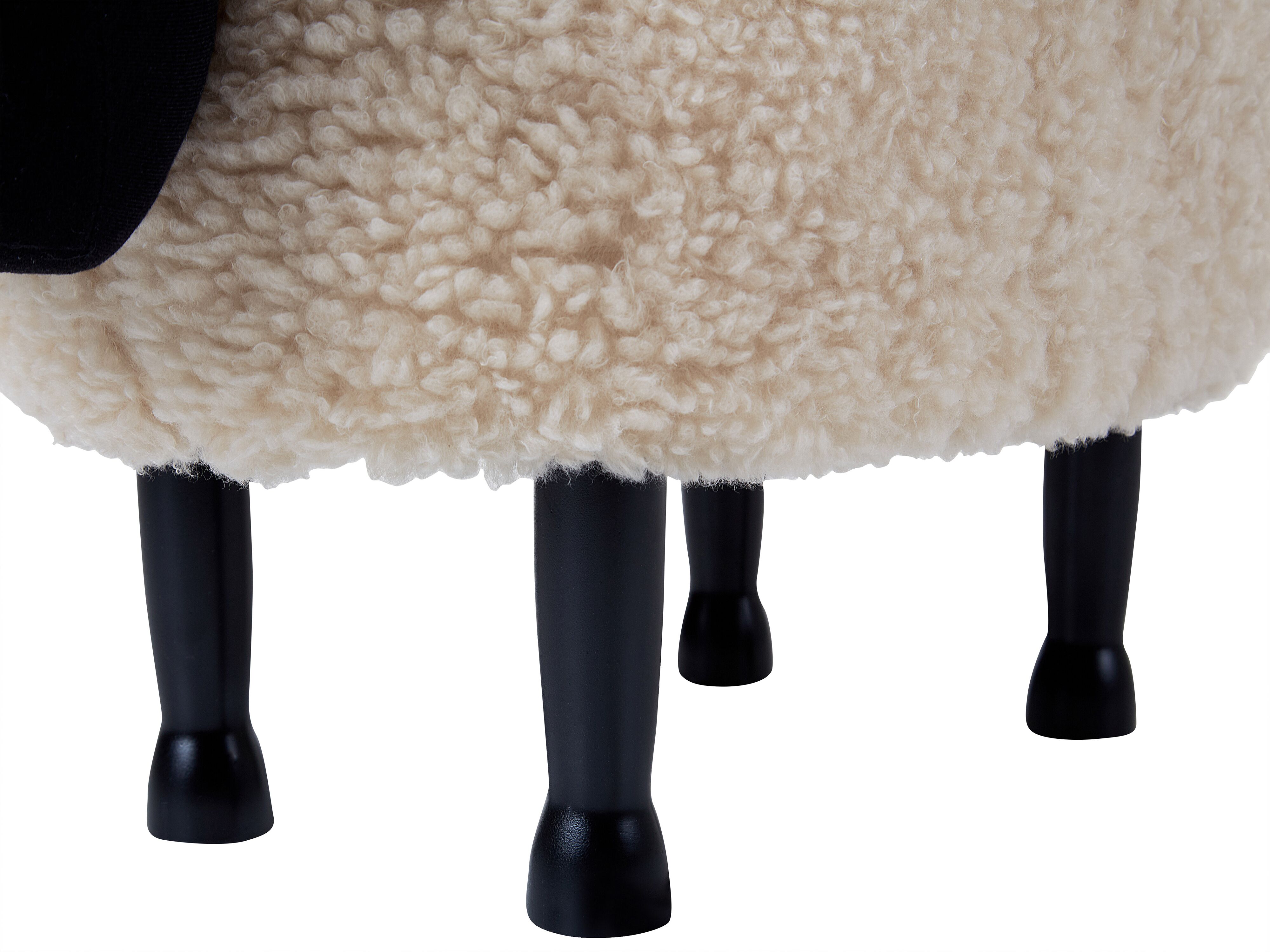 Fabric Storage Animal Stool Beige SHEEP | Beliani.co.uk