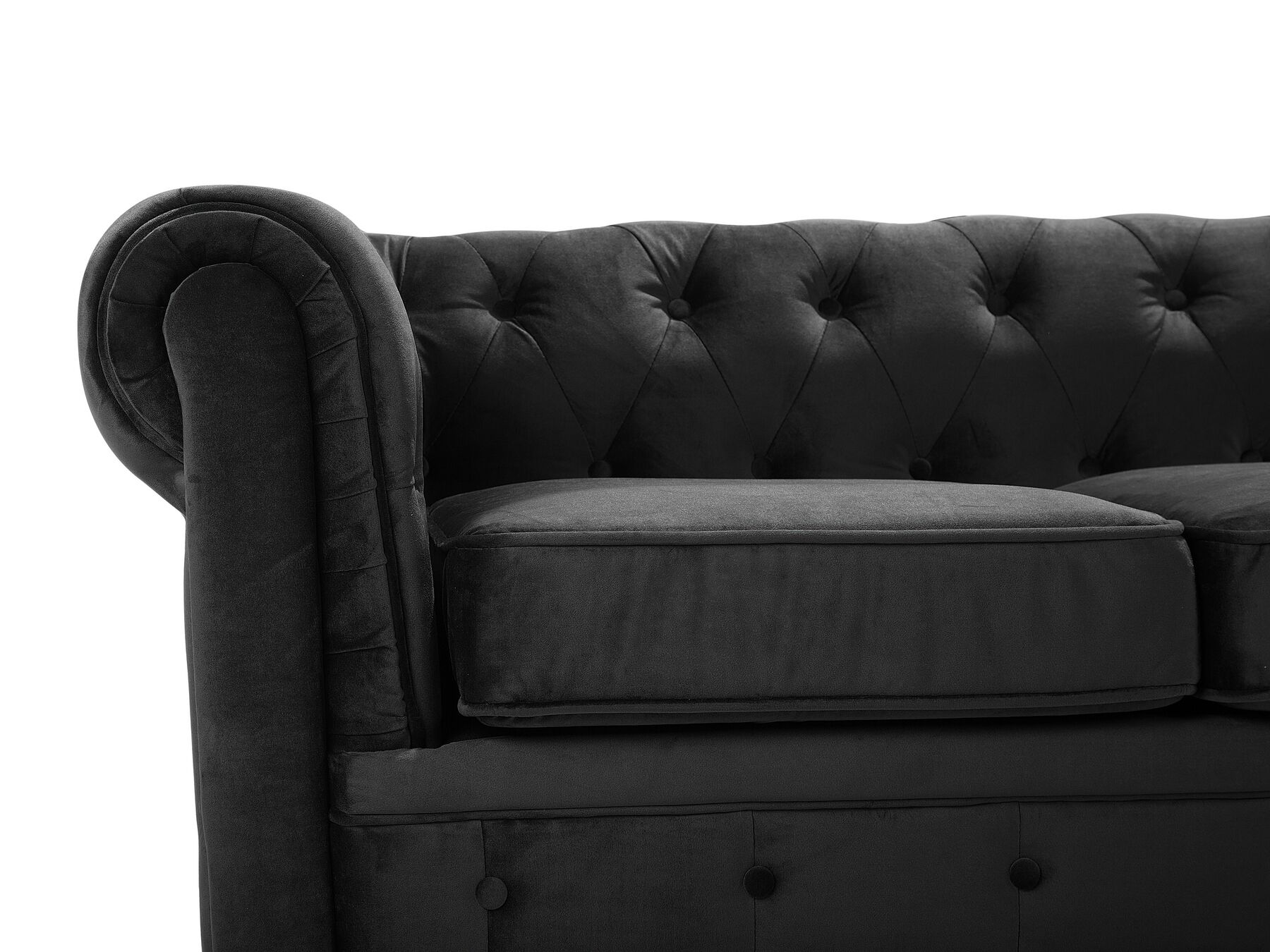 Soffa 3-sits sammet svart CHESTERFIELD | Beliani.se