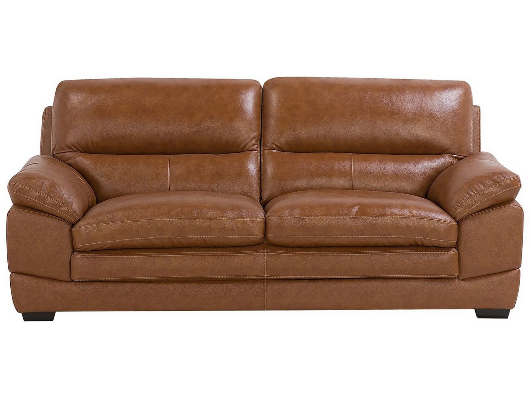 3 Seater Leather Sofa Golden Brown HORTEN | Beliani.de