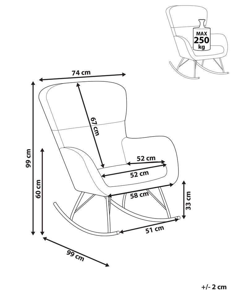 Boucle Rocking Chair White and Gold ANASET | Beliani.co.uk