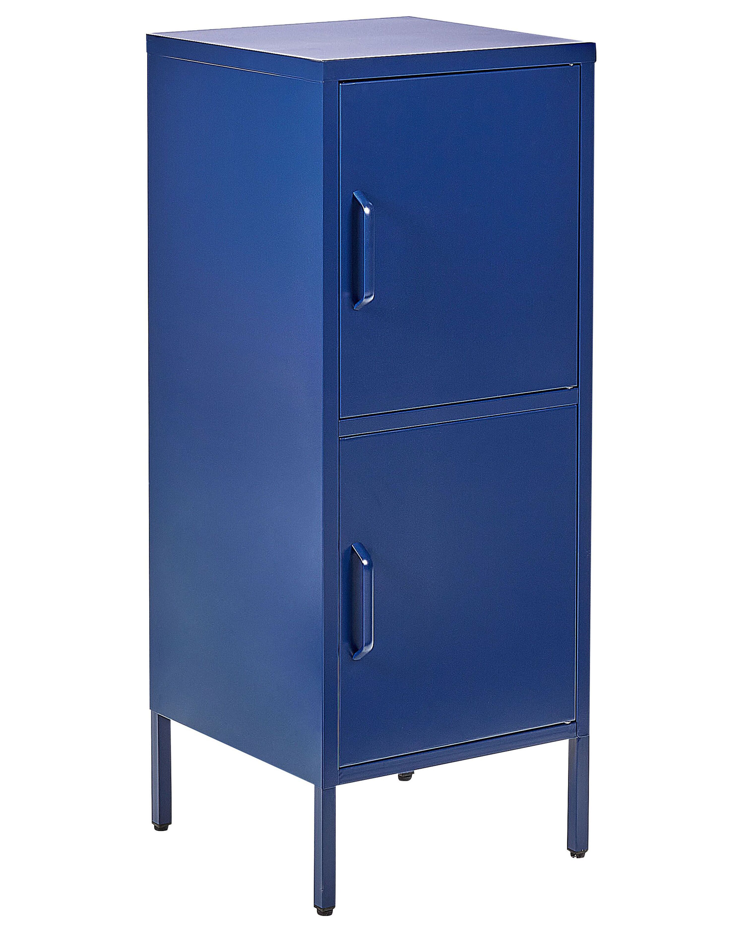 2 Door Metal Storage Cabinet Navy Blue HURON | Beliani.co.uk