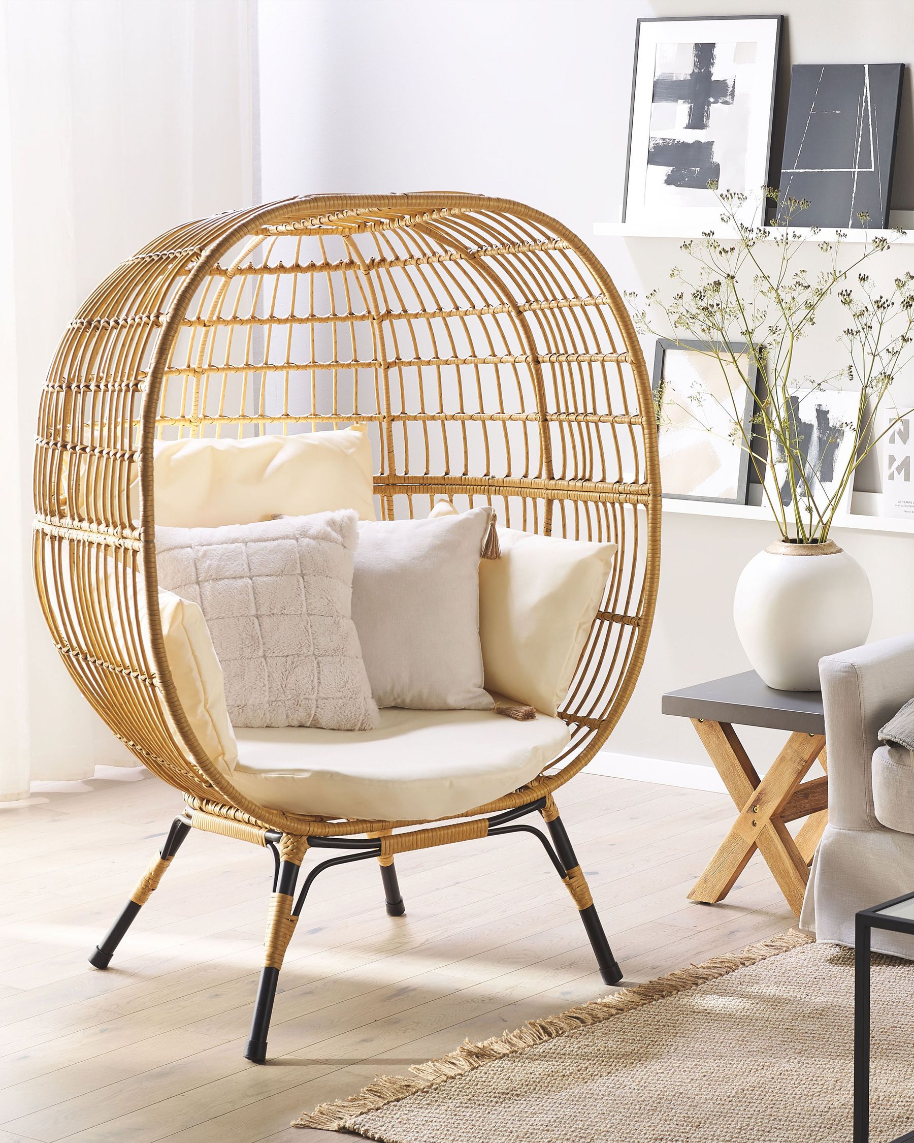 PE Rattan Basket Chair Natural VEROLI | Beliani.co.uk