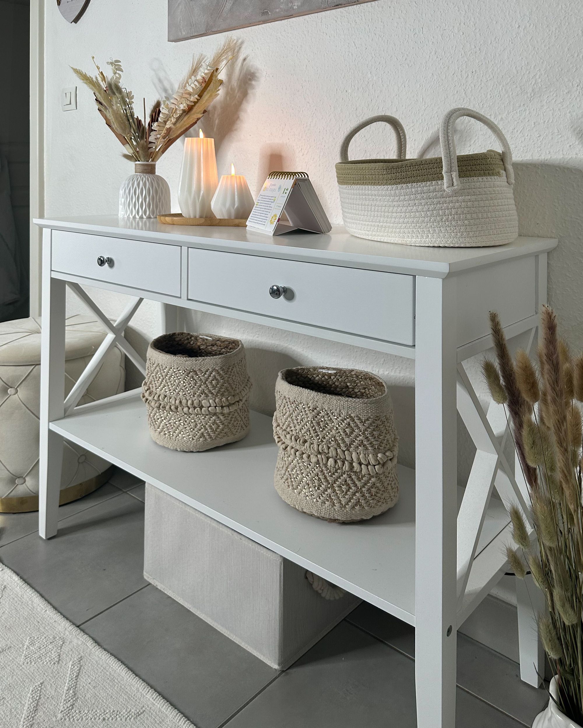 Console blanche avec double tiroir AVENUE | Beliani.fr