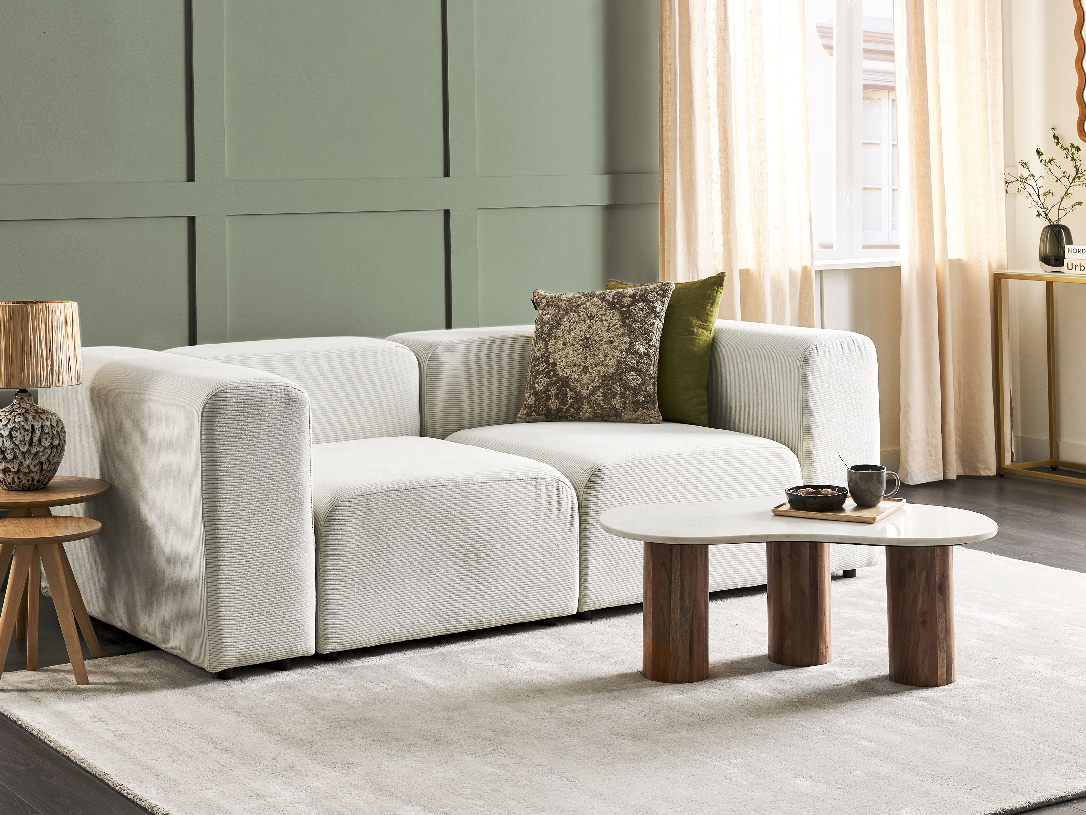 Soffa modulär 2-sits manchester vit FALSTERBO | Beliani.se