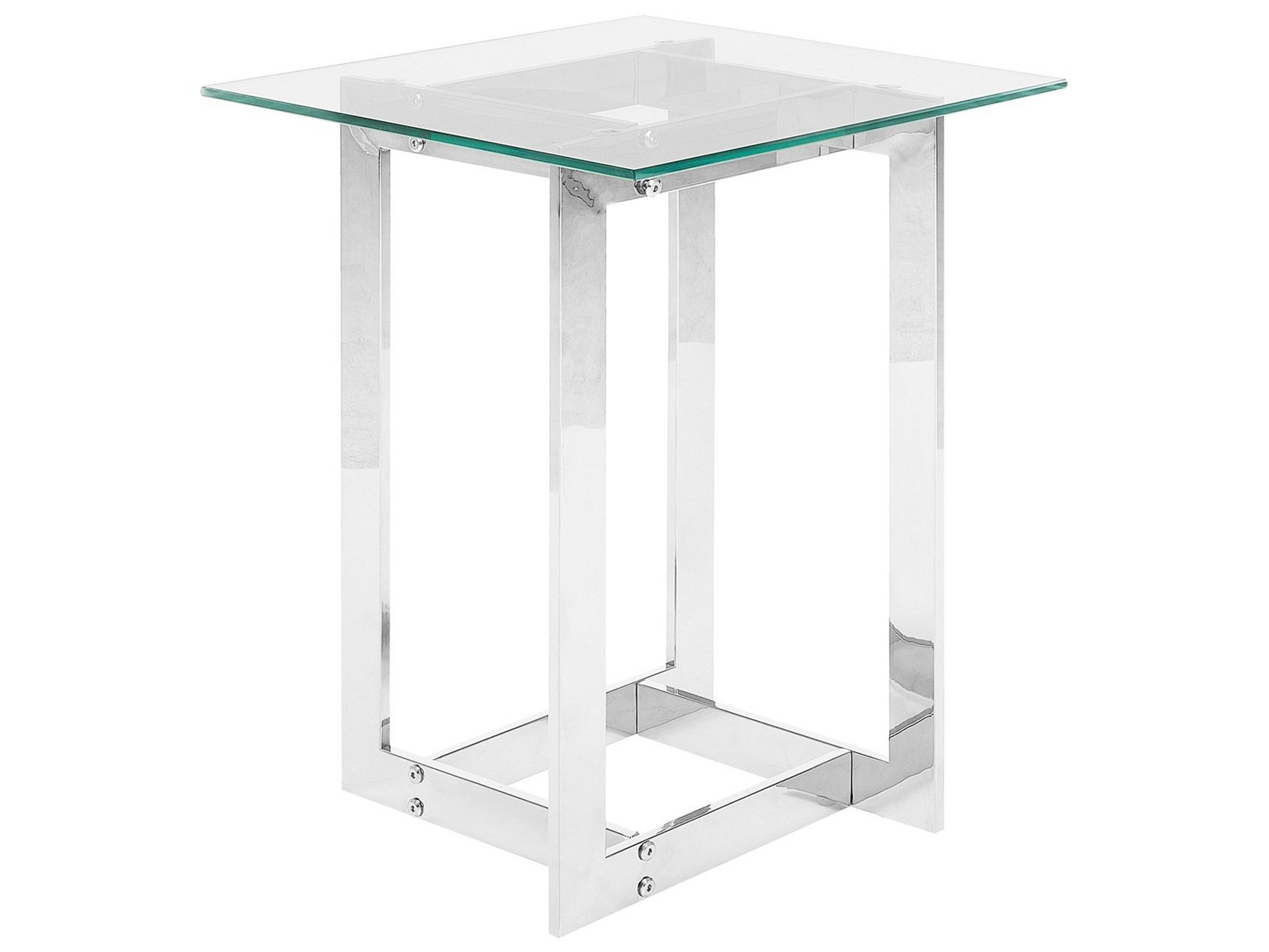 Glass Top Side Table Silver CRYSTAL | Beliani.co.uk