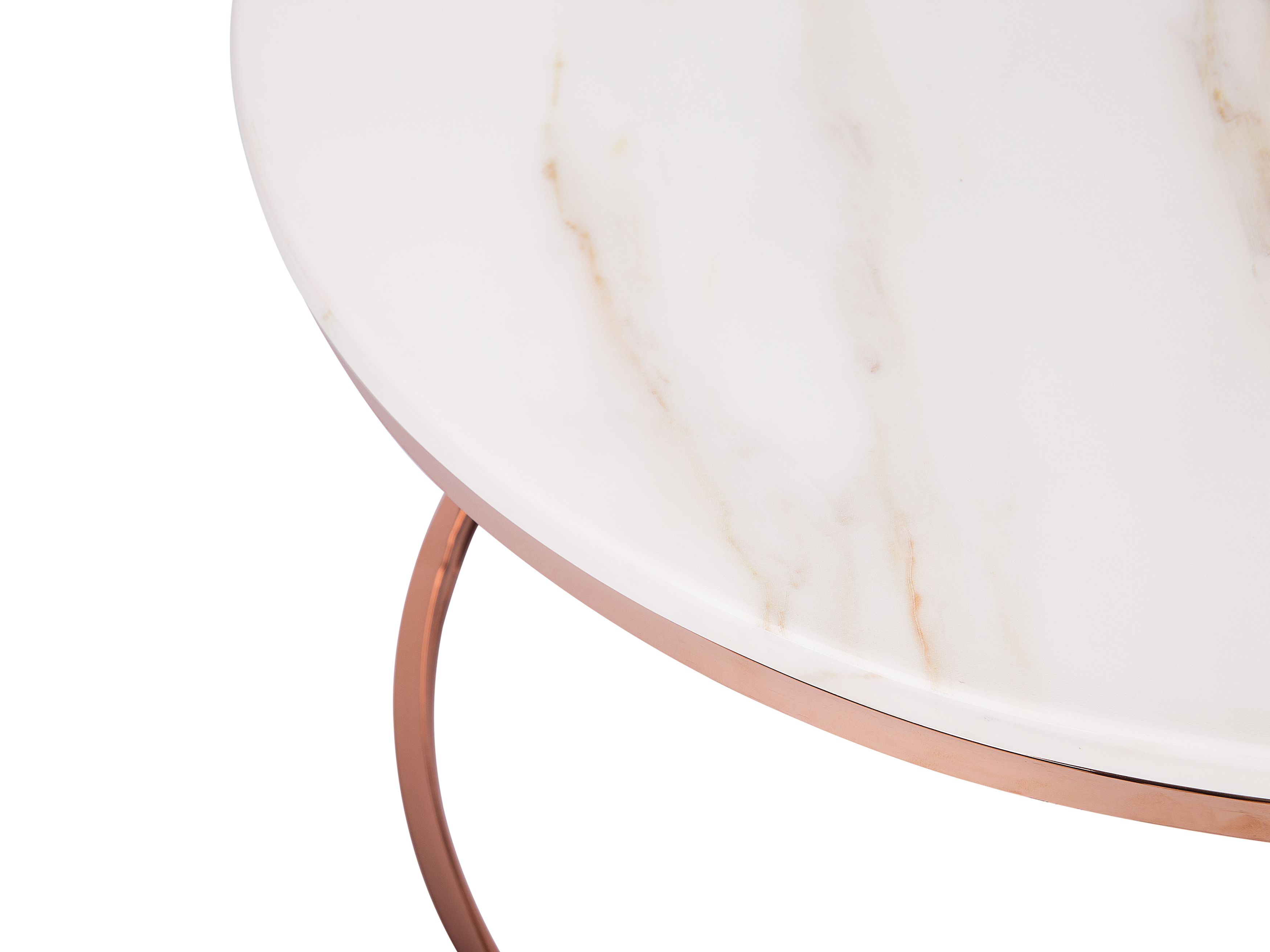 Marble Effect Coffee Table Beige with Copper CORAL | Beliani.co.uk