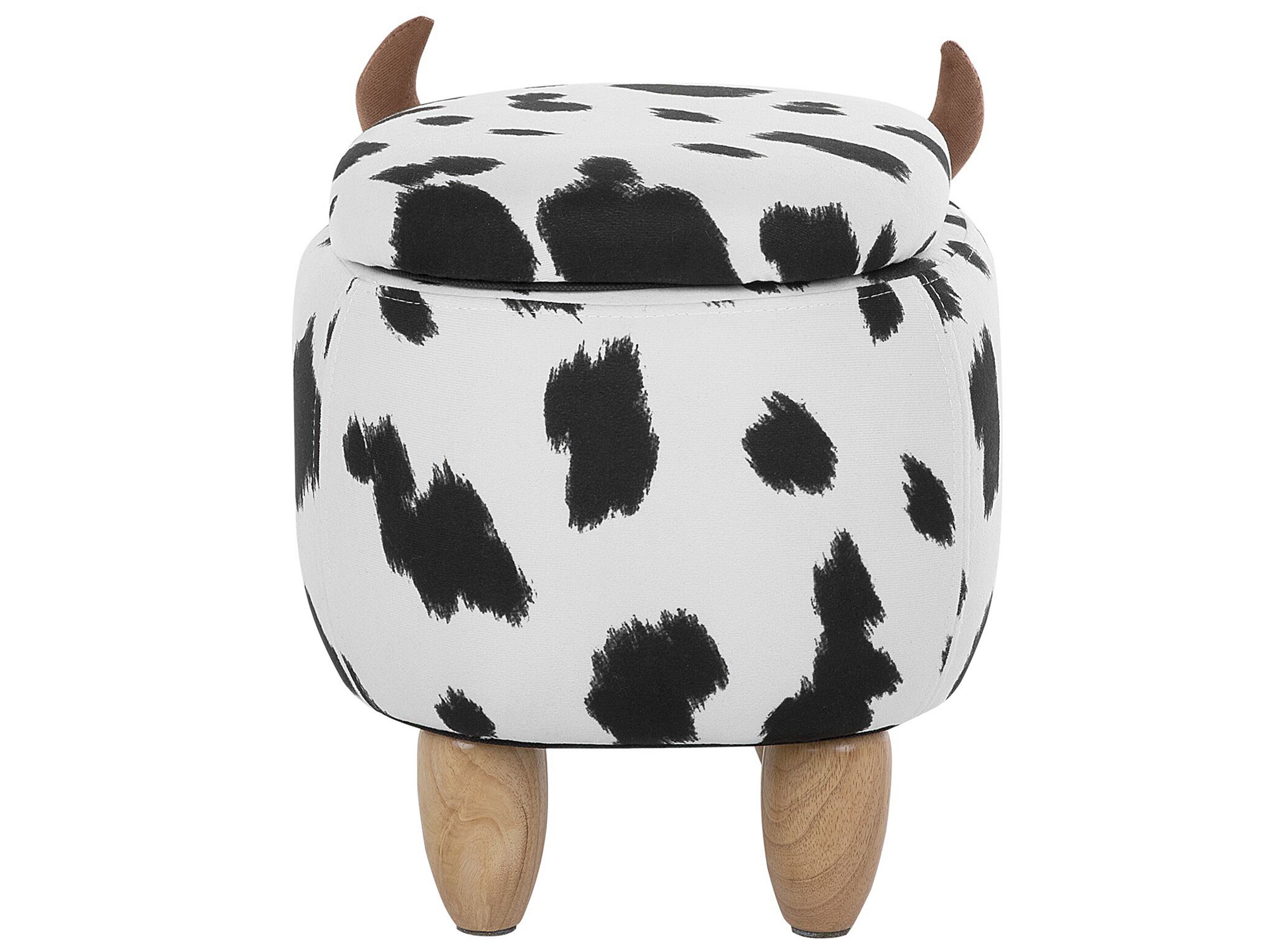Fabric Storage Animal Stool Black and White COW | Beliani.co.uk