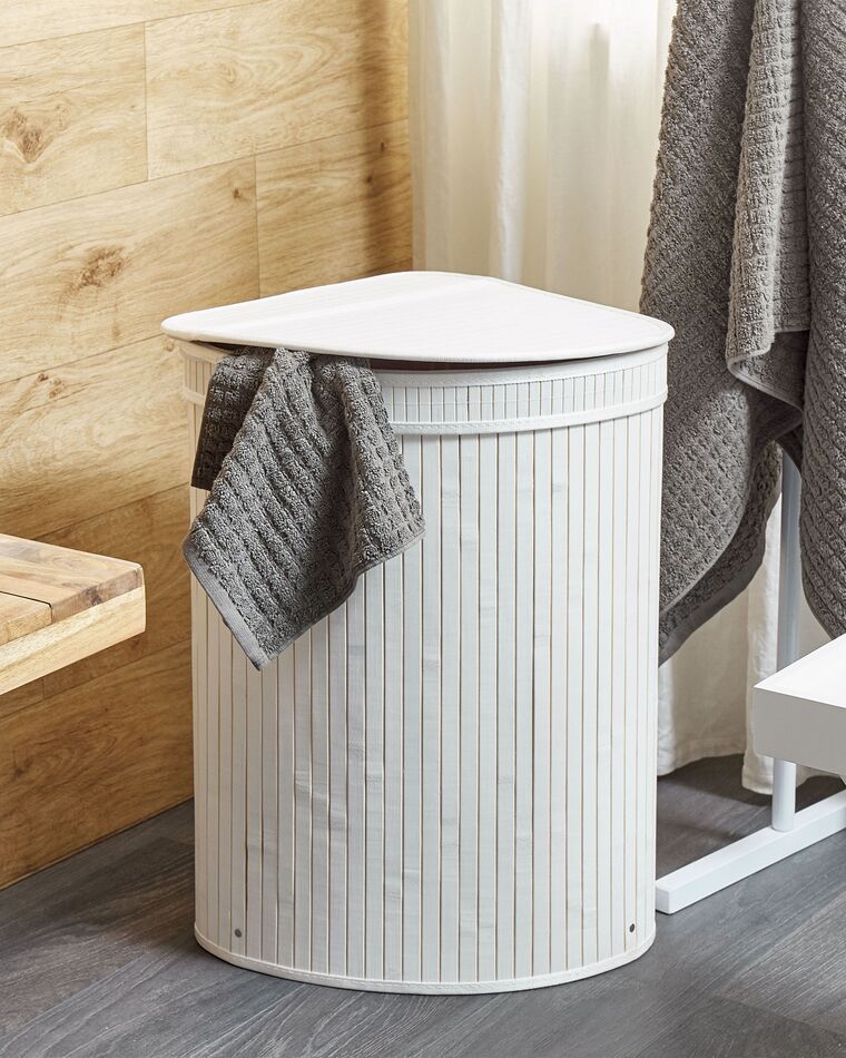 Korb mit Deckel Bambusholz weiß eckig BADULLA | Beliani.de