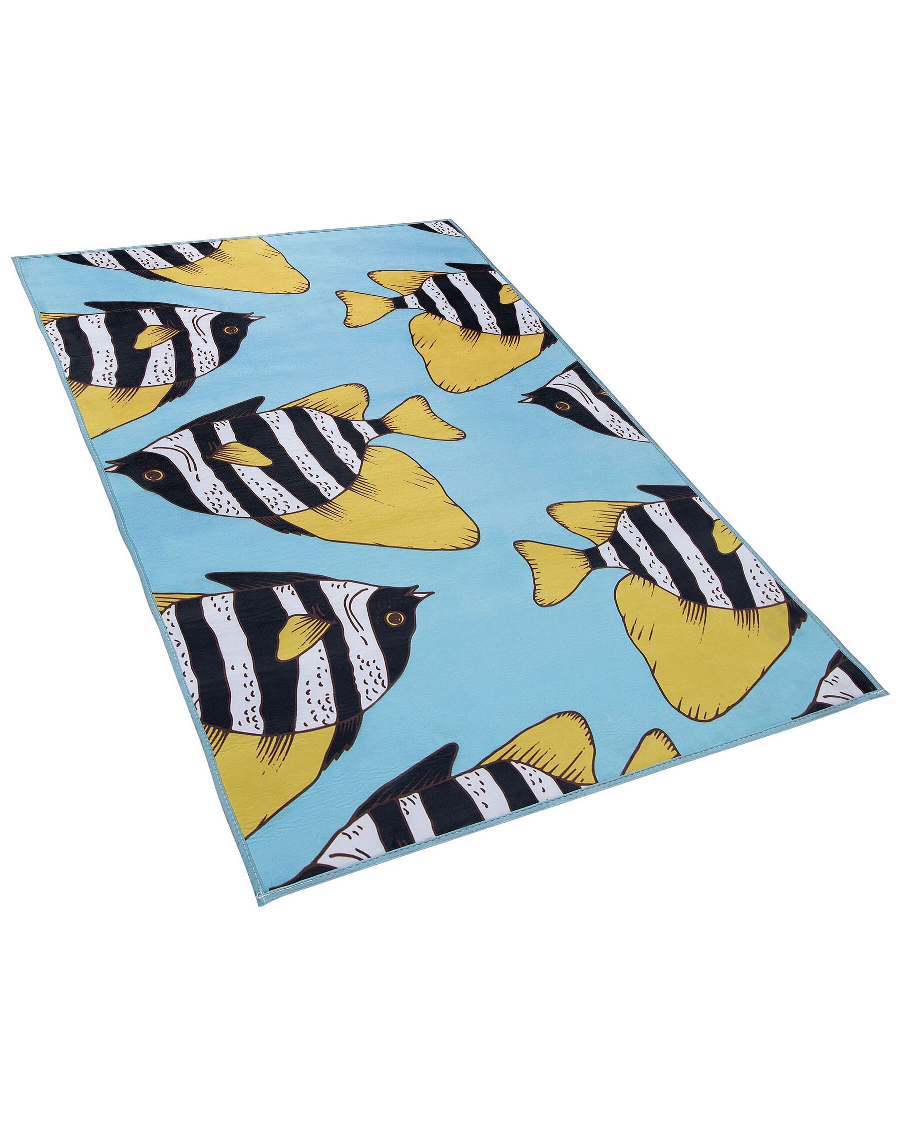 Area Rug Fish Print 80 x 140 cm Blue FIZME | Beliani.co.uk