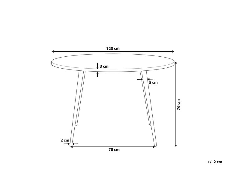 Round Dining Table ⌀ 120 cm Concrete Effect with Black ODEON | Beliani ...