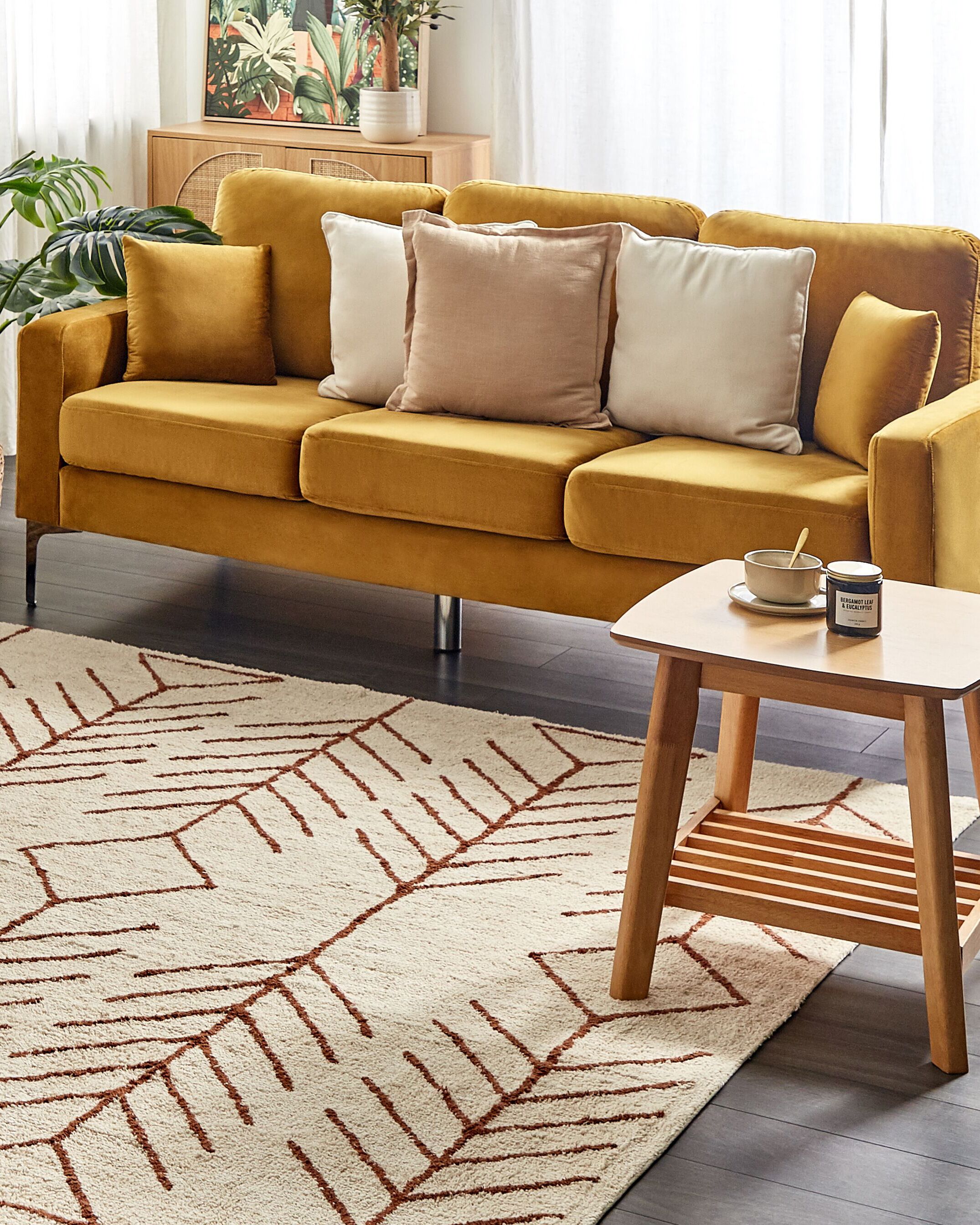 3-istuttava sohva sametti sinapinkeltainen GAVLE | Beliani.fi