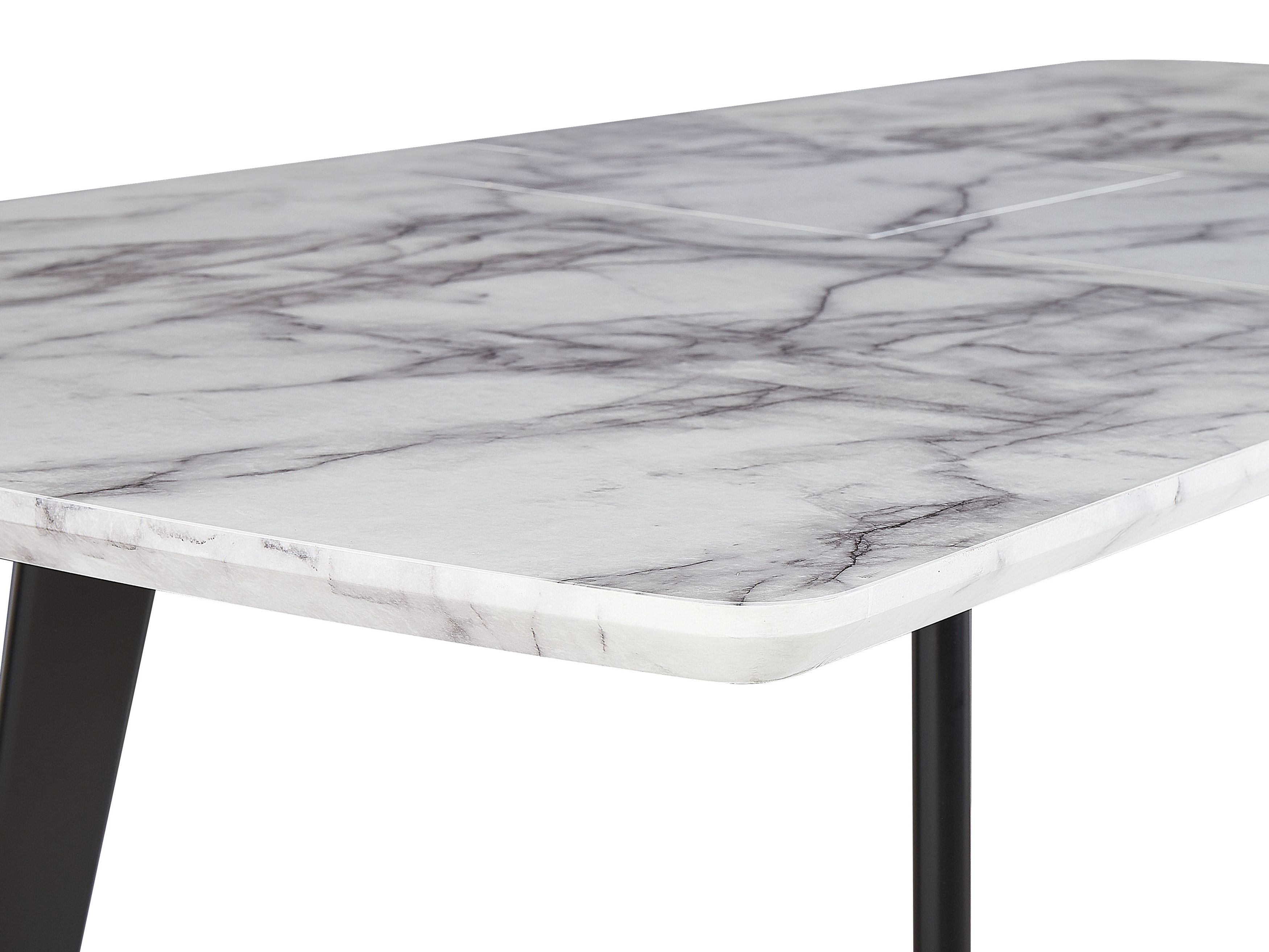 Extending Dining Table 160/200 x 90 cm Marble Effect with Black MOSBY ...