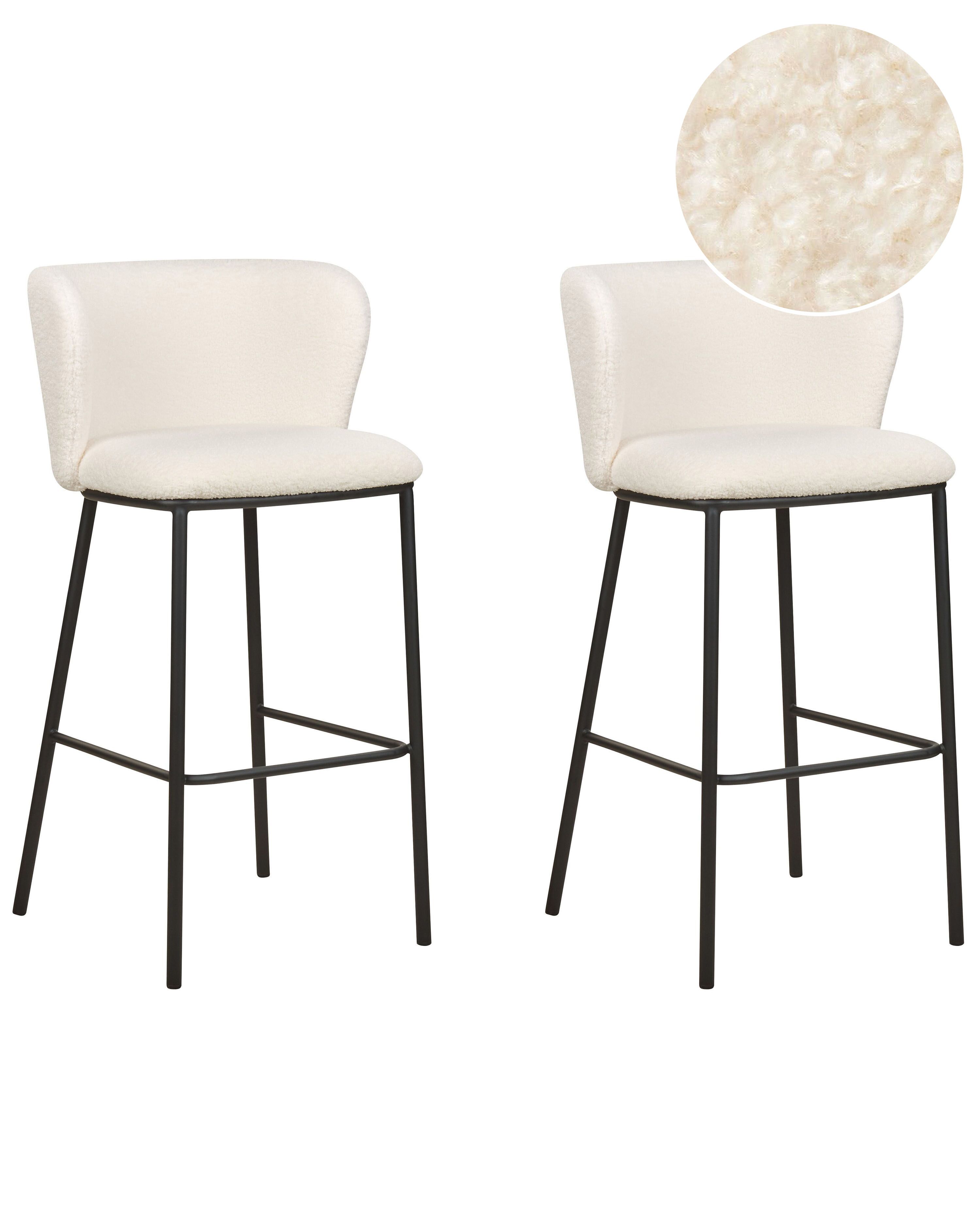 Set med 2 barstolar bouclé vit MINA | Beliani.se