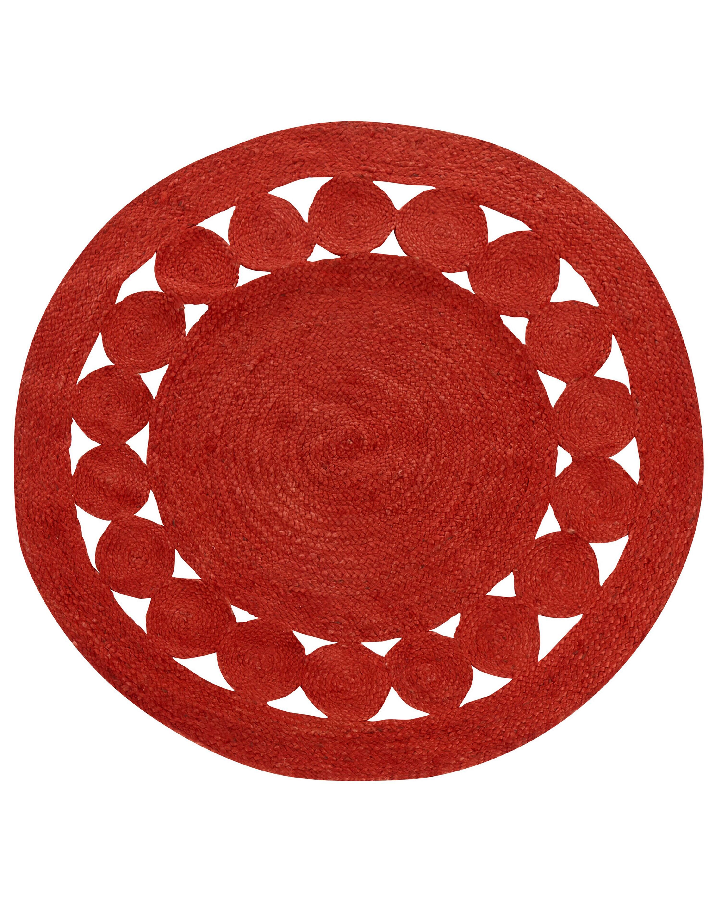Round Jute Area Rug ø 120 cm Red KOYUNLU | Beliani.co.uk