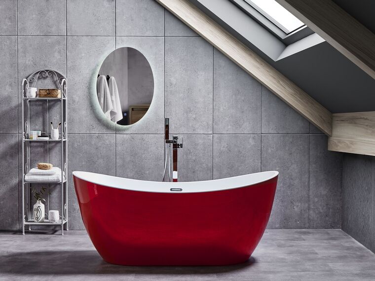 Freestanding Bath 1500 x 750 mm Red ANTIGUA | Beliani.co.uk