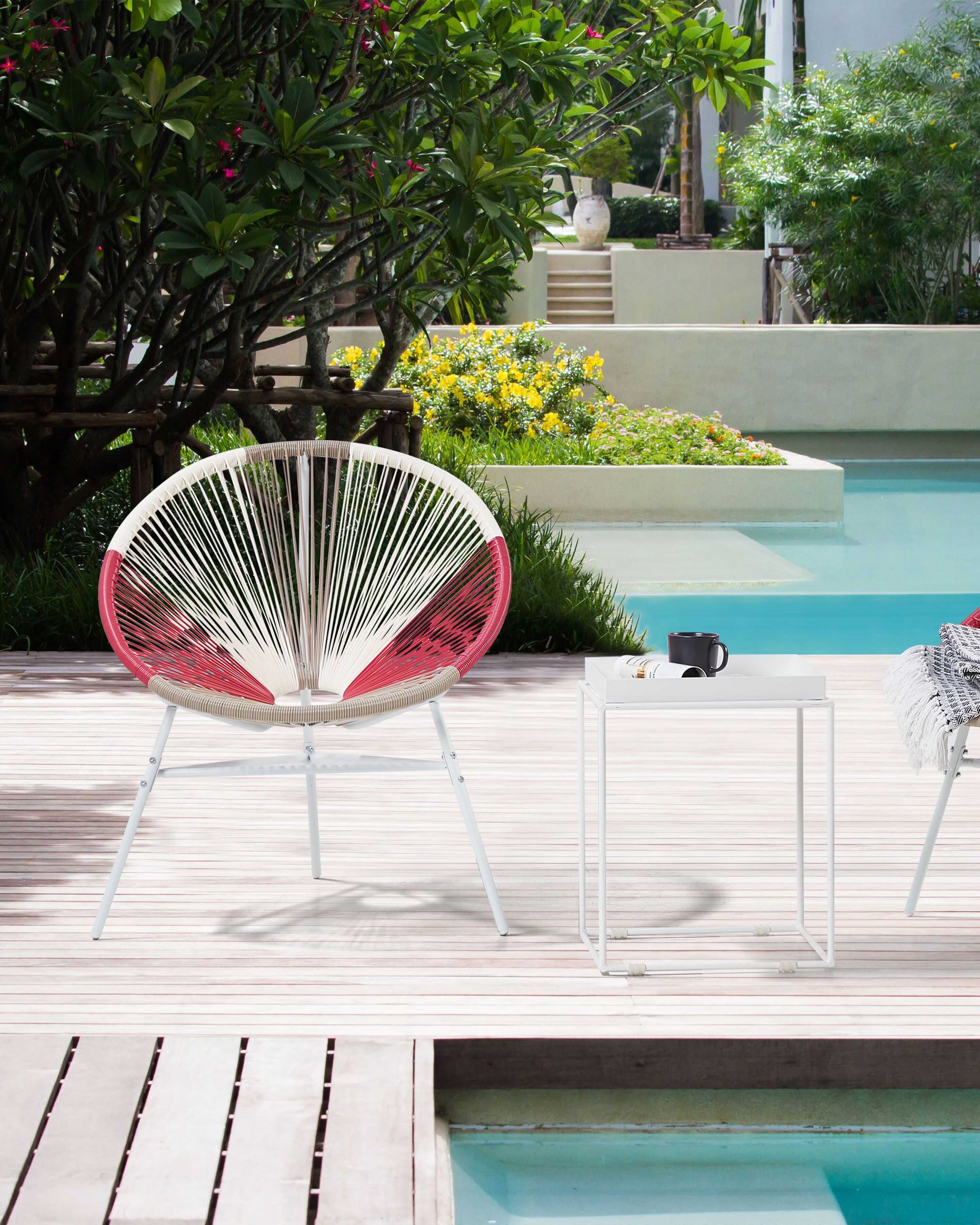 Set of 2 PE Rattan Accent Chairs Multicolour Pink ACAPULCO | Beliani.co.uk