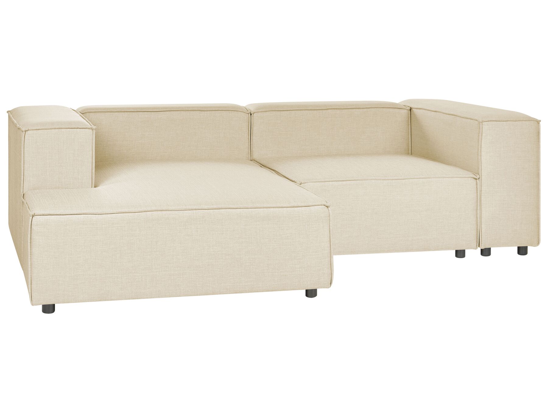 Right Hand Modular Linen Corner Sofa Beige APRICA | Beliani.co.uk