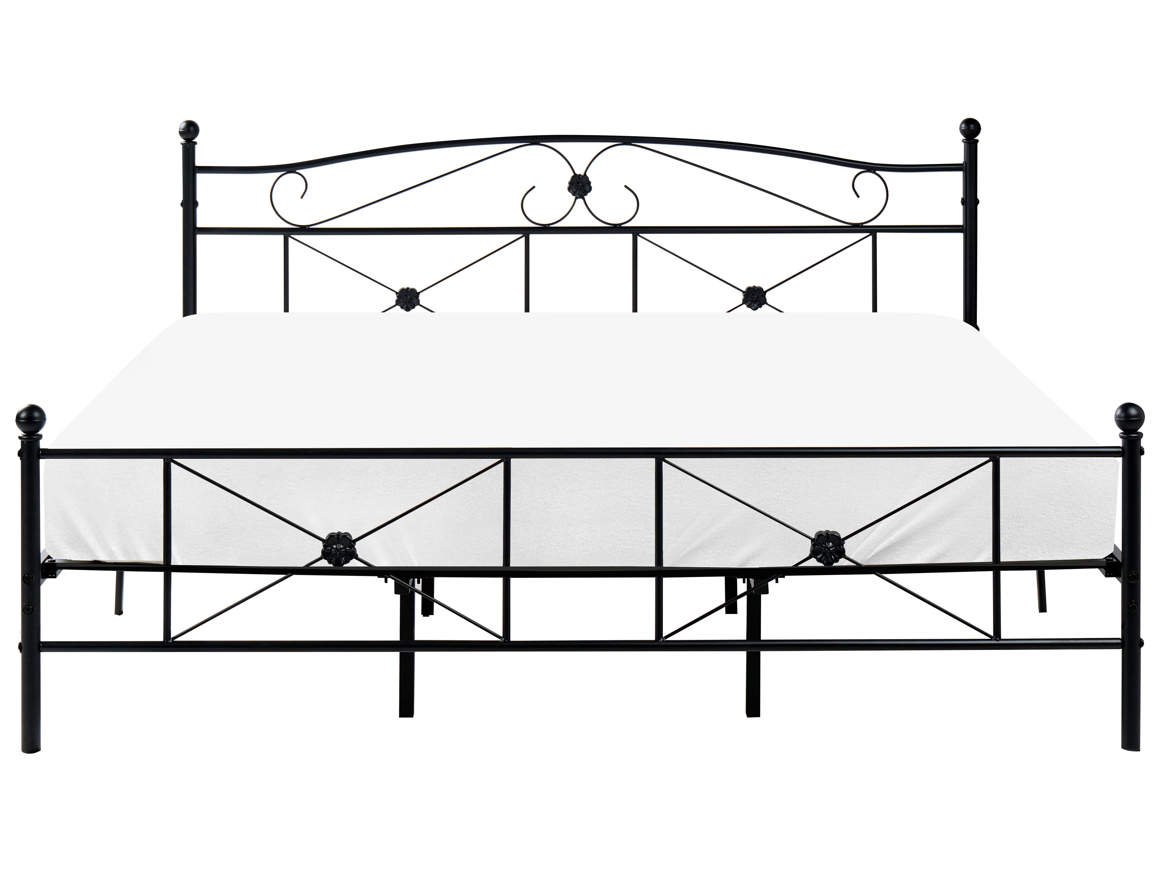 Lit double en métal noir 180 x 200 cm RODEZ | Beliani.fr