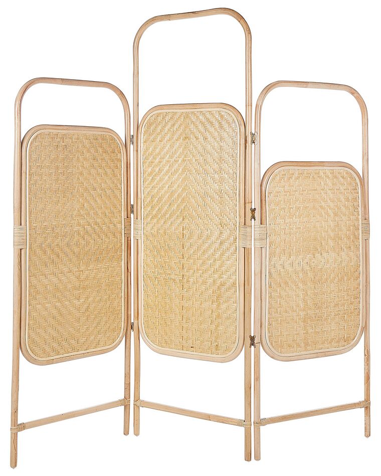 Folding Rattan 3 Panel Room Divider 166 x 180 cm Natural CARPI ...