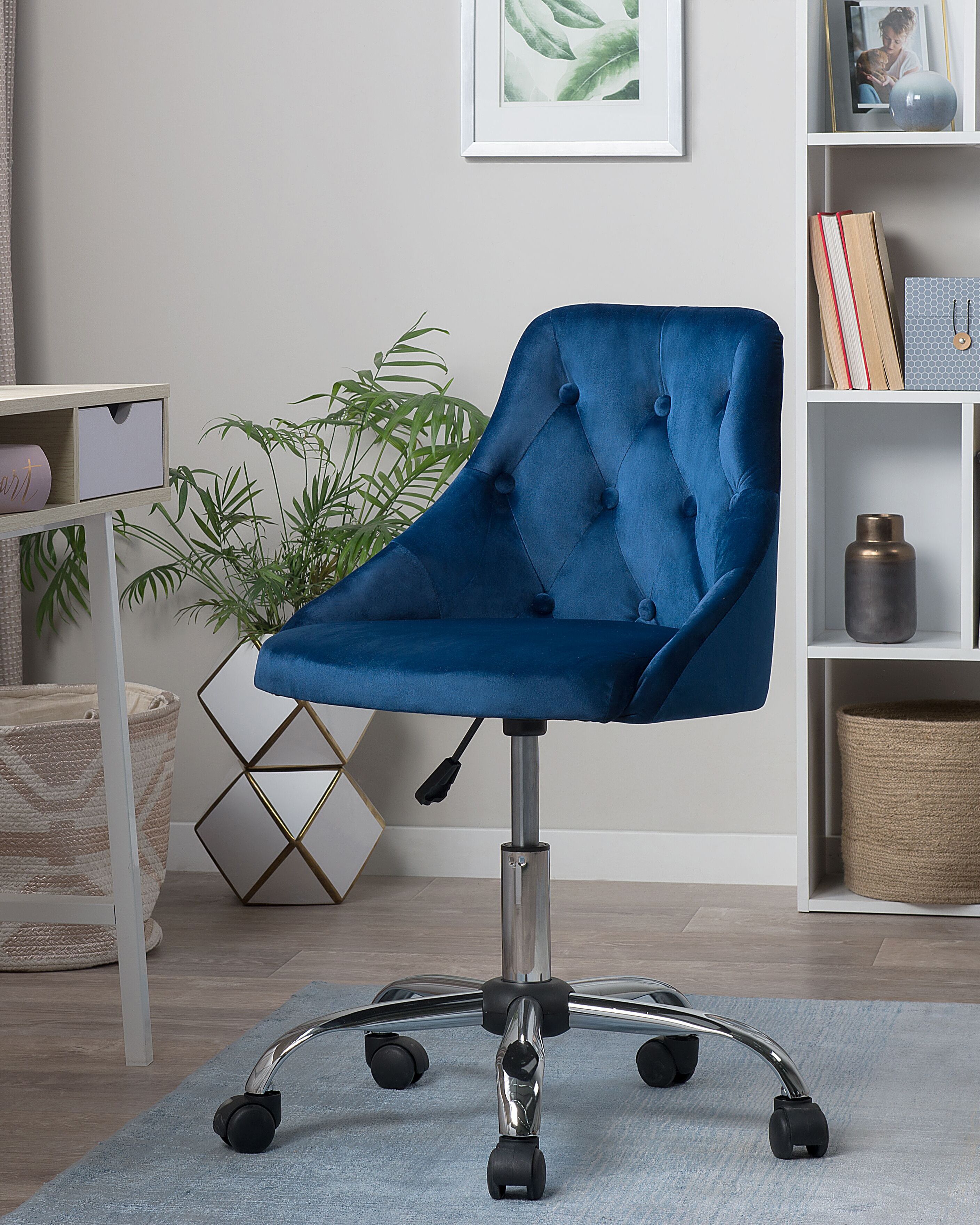 Velvet Desk Chair Cobalt Blue PARRISH | Beliani.co.uk