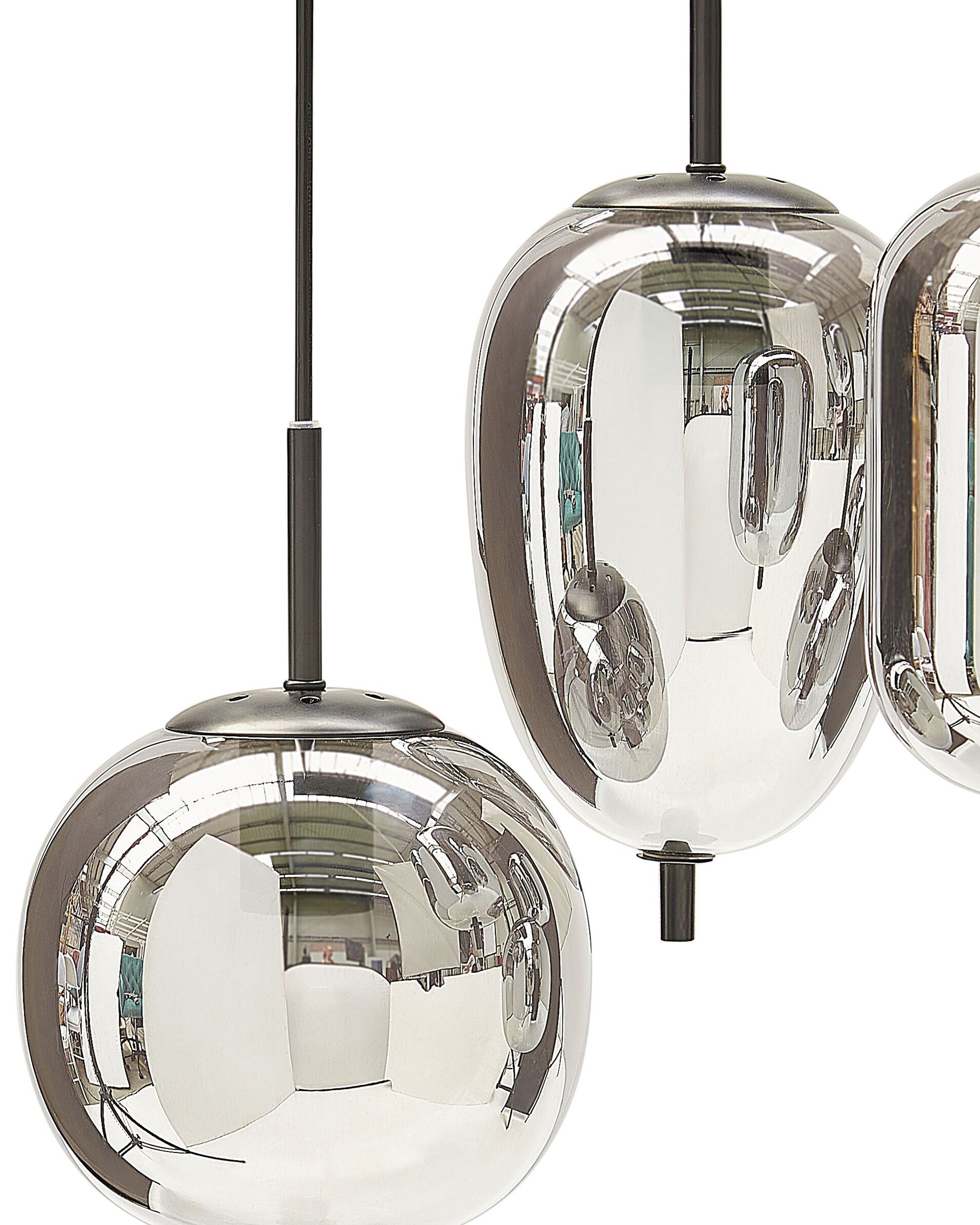 7 Light Glass Pendant Lamp Silver TARLO | Beliani.co.uk