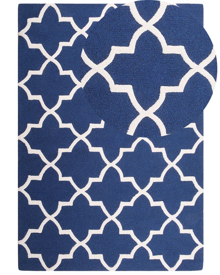 Wool Area Rug 160 x 230 cm Blue SILVAN | Beliani.co.uk