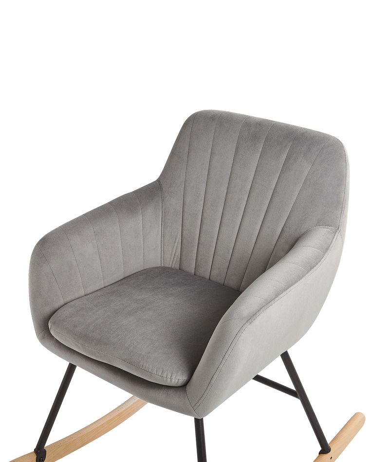 Velvet Rocking Chair Grey LIARUM | Beliani.co.uk
