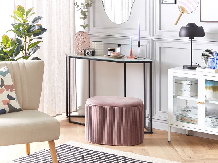 Poef fluweel roze RICHLAND | Beliani.nl