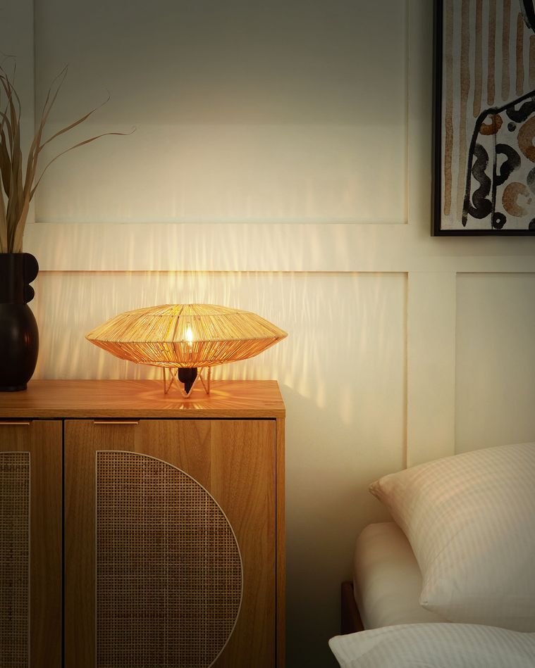 Straw Table Lamp Natural MENTIRI | Beliani.co.uk