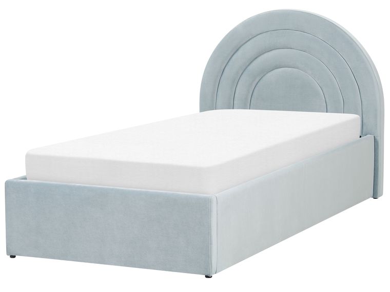 Velvet EU Single Size Ottoman Bed Light Blue ANET | Beliani.co.uk