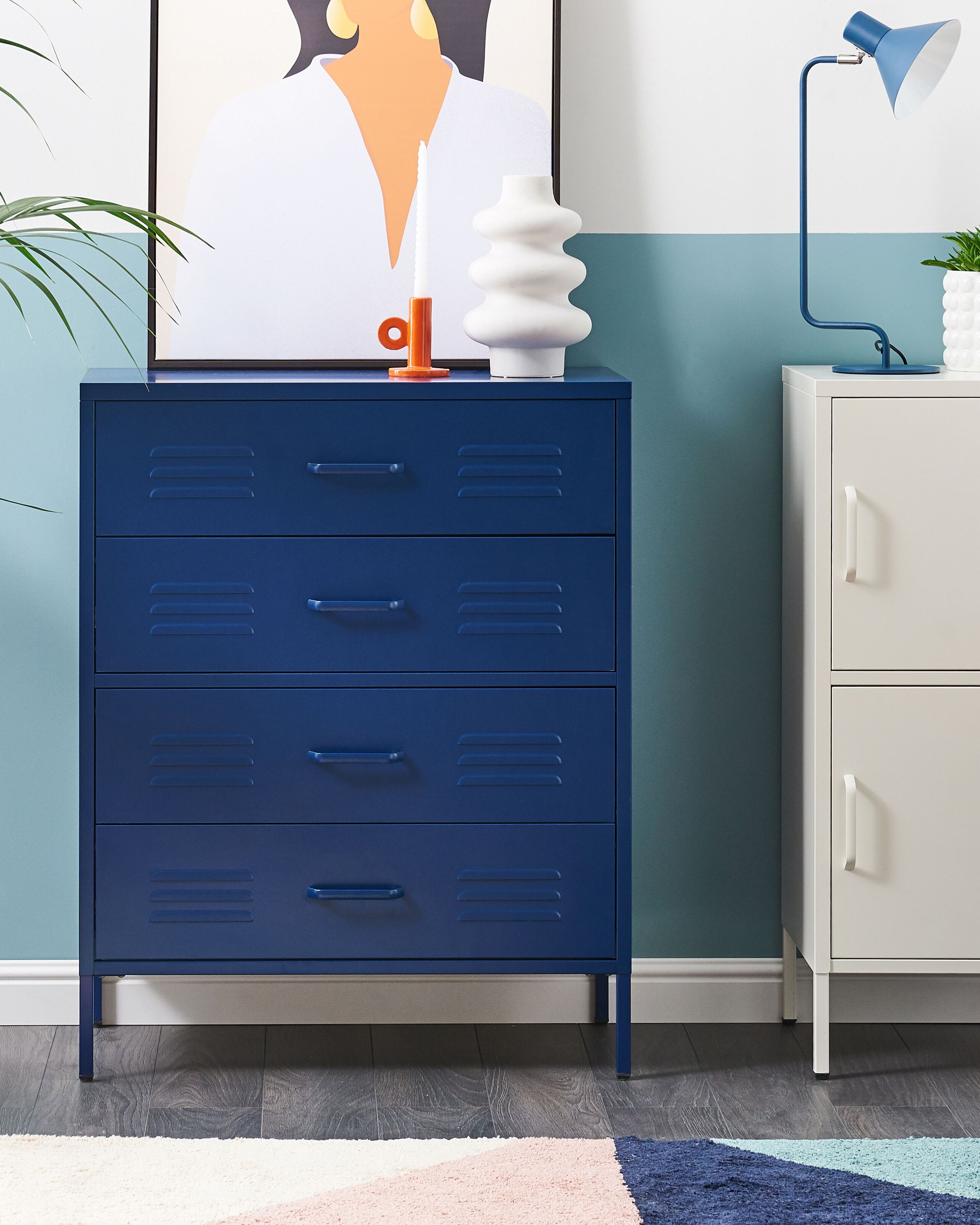 4 Drawer Metal Chest Navy Blue ENAGO | Beliani.co.uk