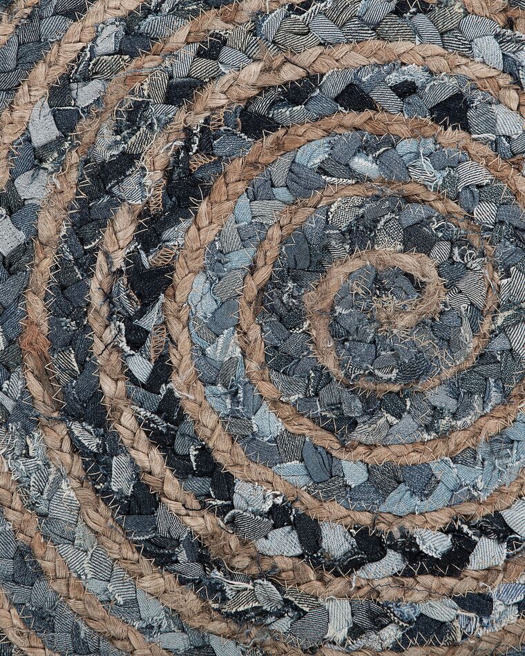 Round Area Rug Braided ø 120 cm Blue and Beige MASLAK | Beliani.co.uk
