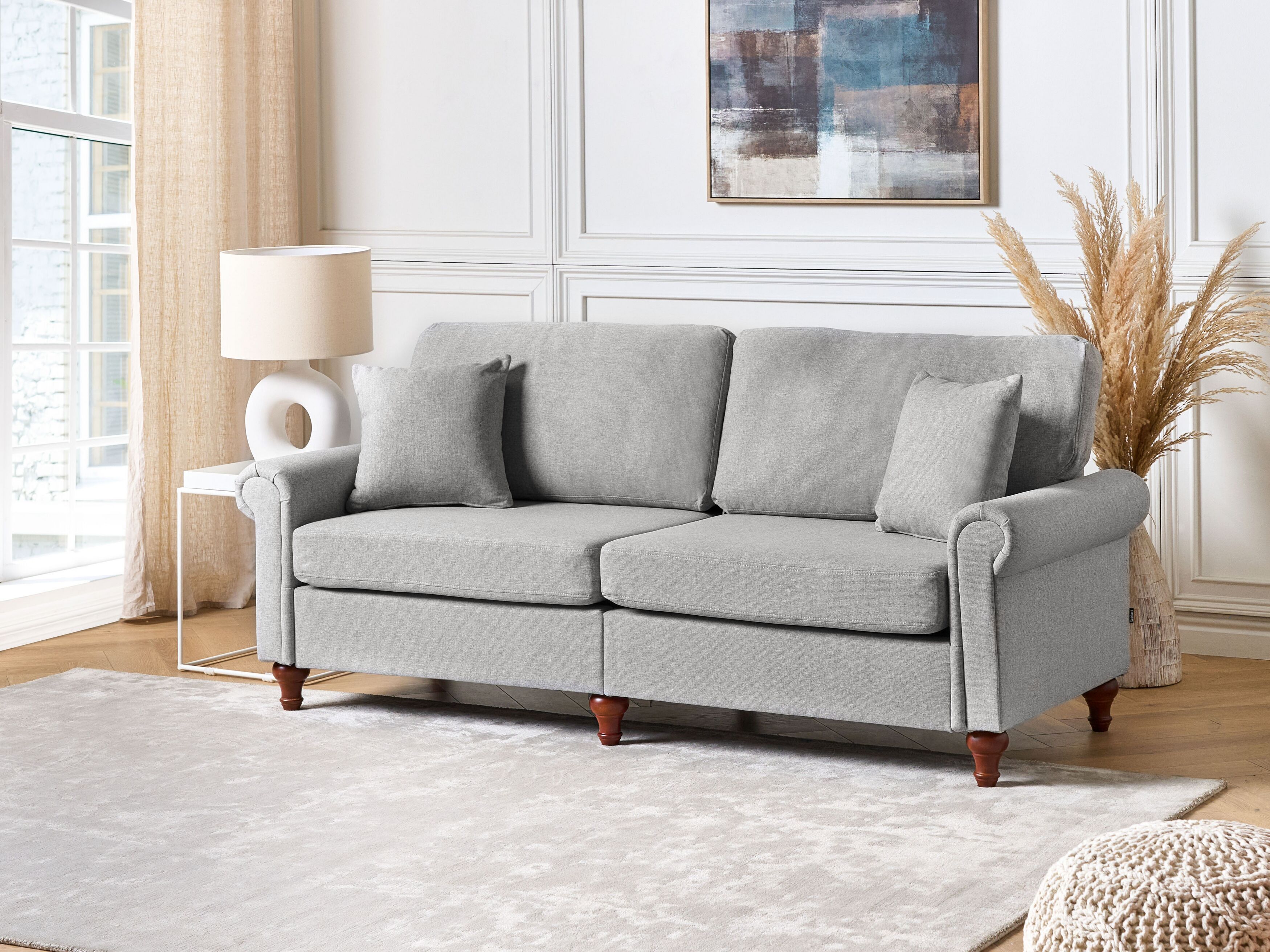 3-istuttava sohva kangas vaaleanharmaa GINNERUP | Beliani.fi