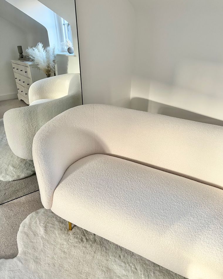 2-zits bouclé bank wit LOEN | Gratis Levering