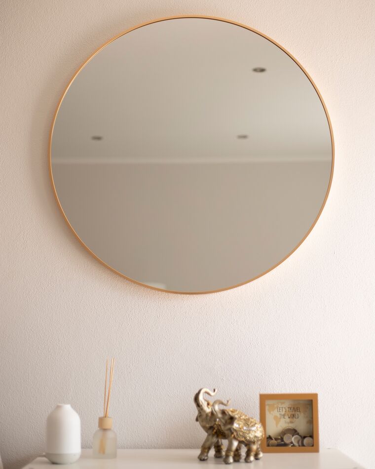 Round Wall Mirror 80 x 80 cm Gold ANNEMASSE | Beliani.co.uk