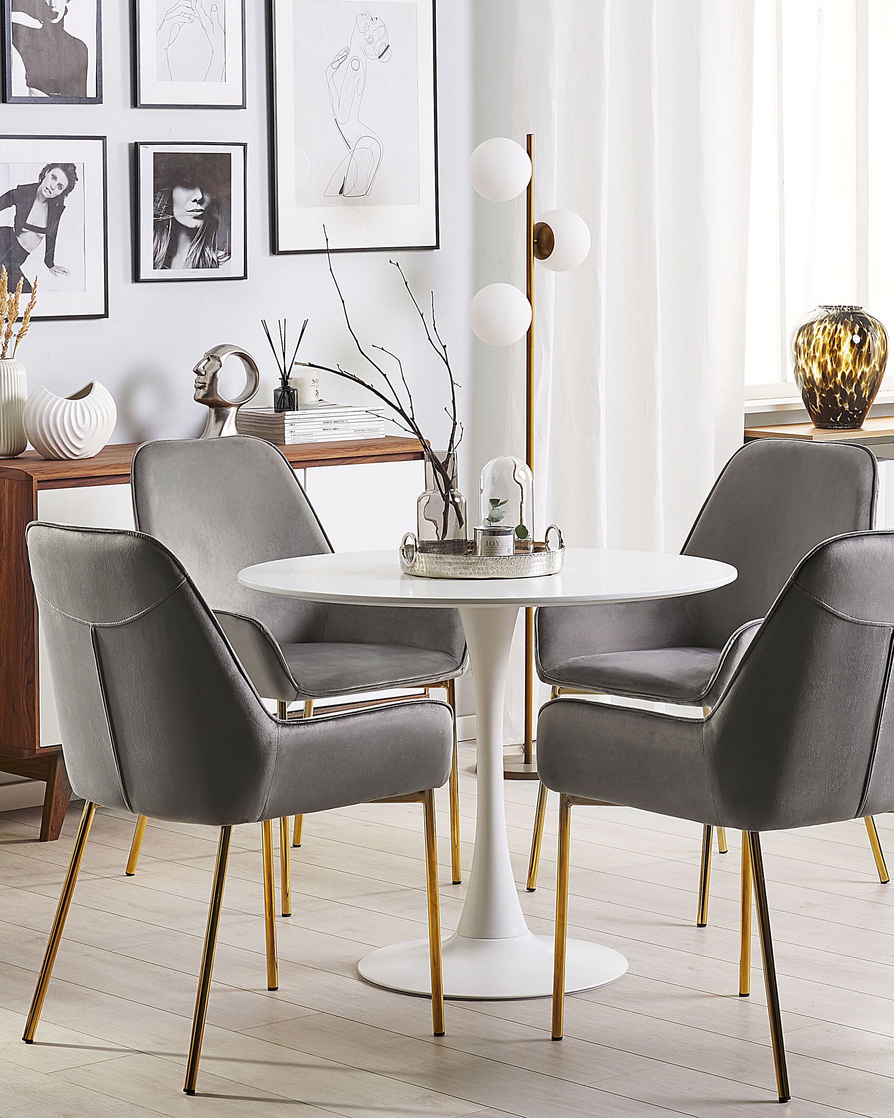 Set of 2 Velvet Dining Chairs Grey LOVERNA | Beliani.co.uk