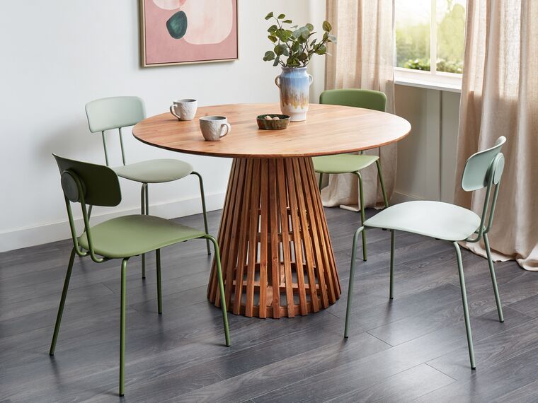 Round Acacia Wood Dining Table ⌀ 120 cm Dark MESILLA | Beliani.co.uk