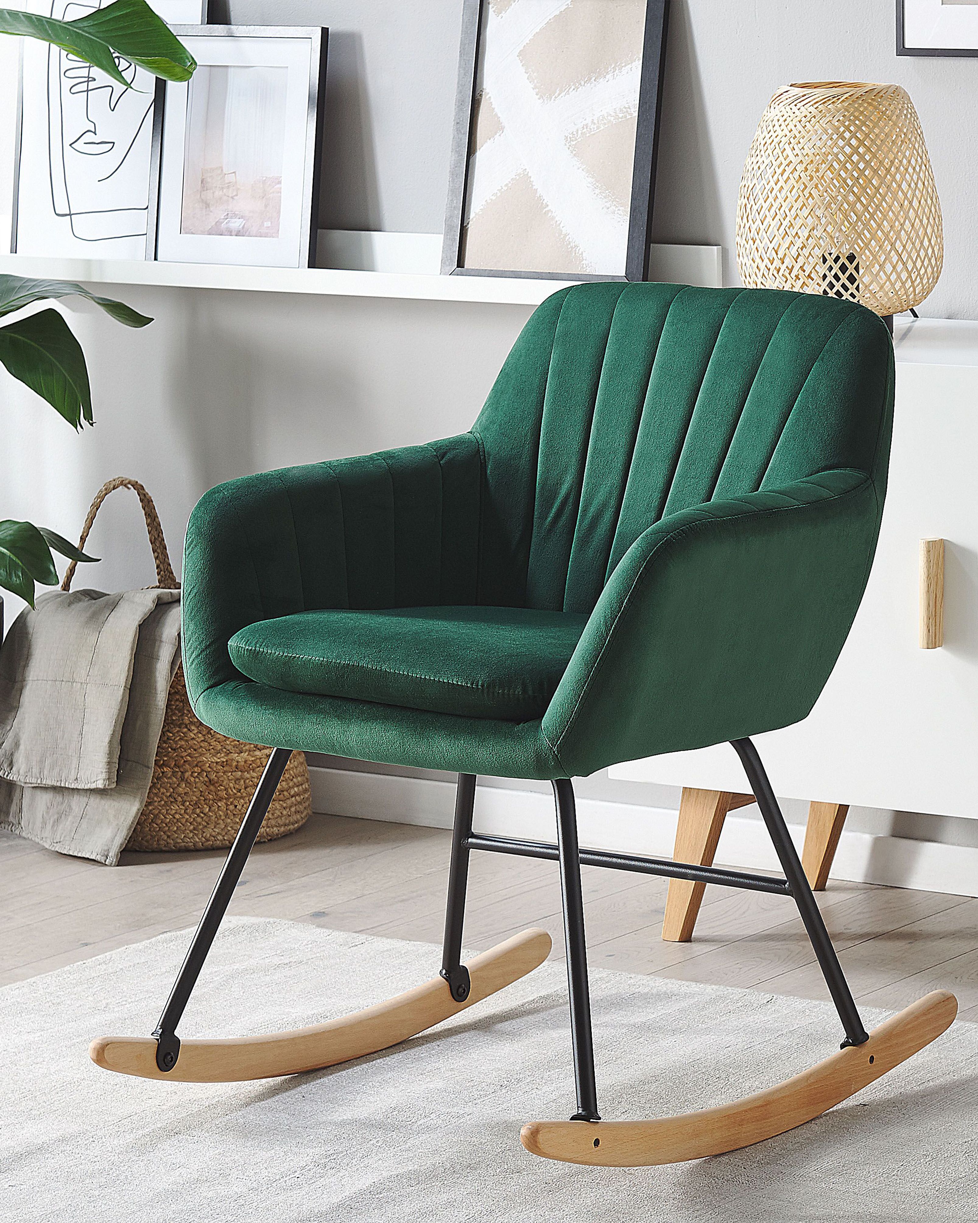 Velvet Rocking Chair Emerald Green LIARUM | Beliani.co.uk
