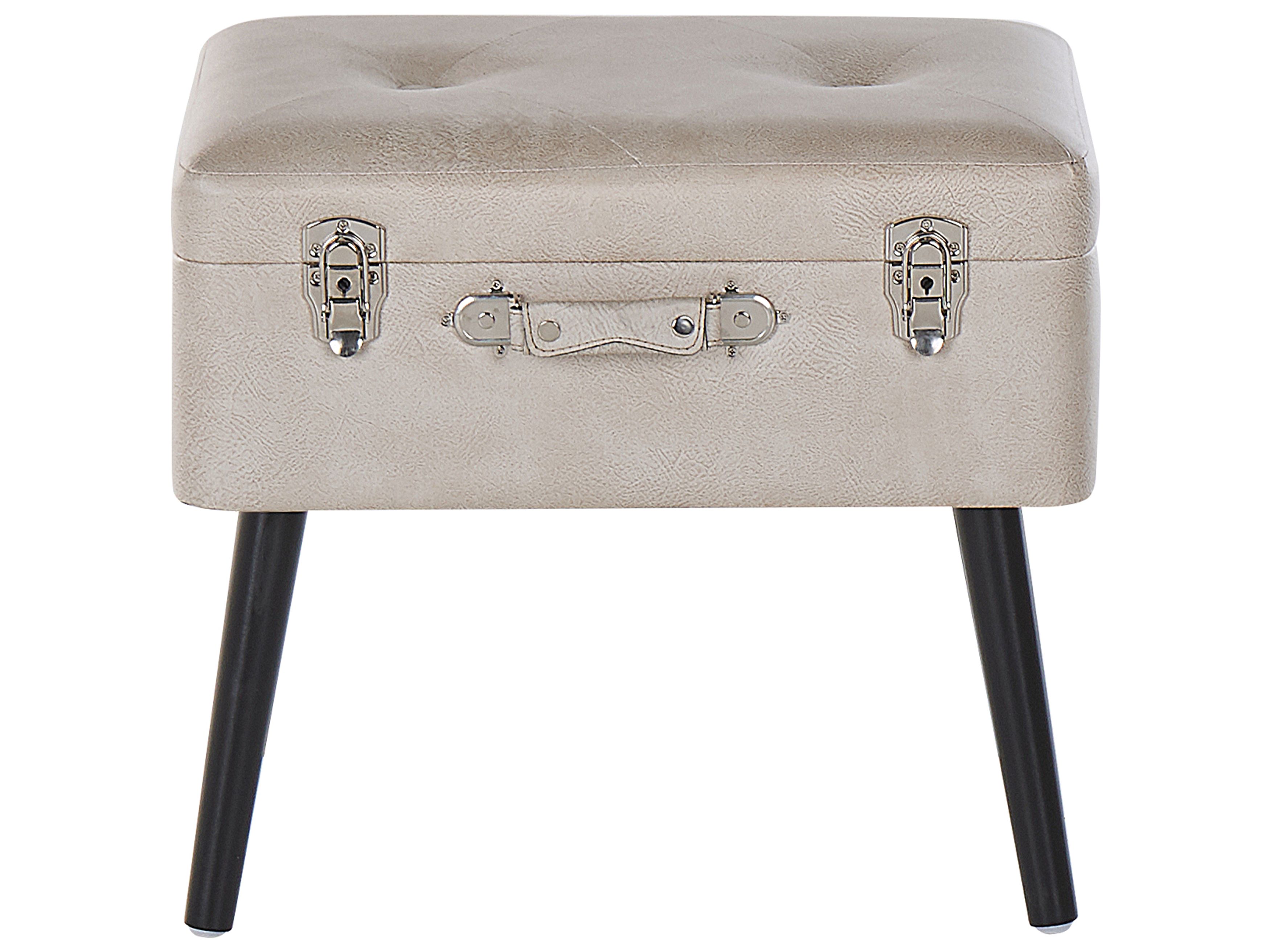 Faux Leather Storage Stool Beige MALLARD | Beliani.co.uk