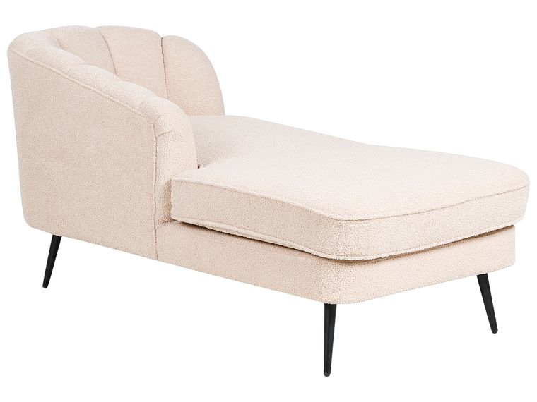 Right Hand Boucle Chaise Lounge Light Beige ALLIER | Beliani.co.uk