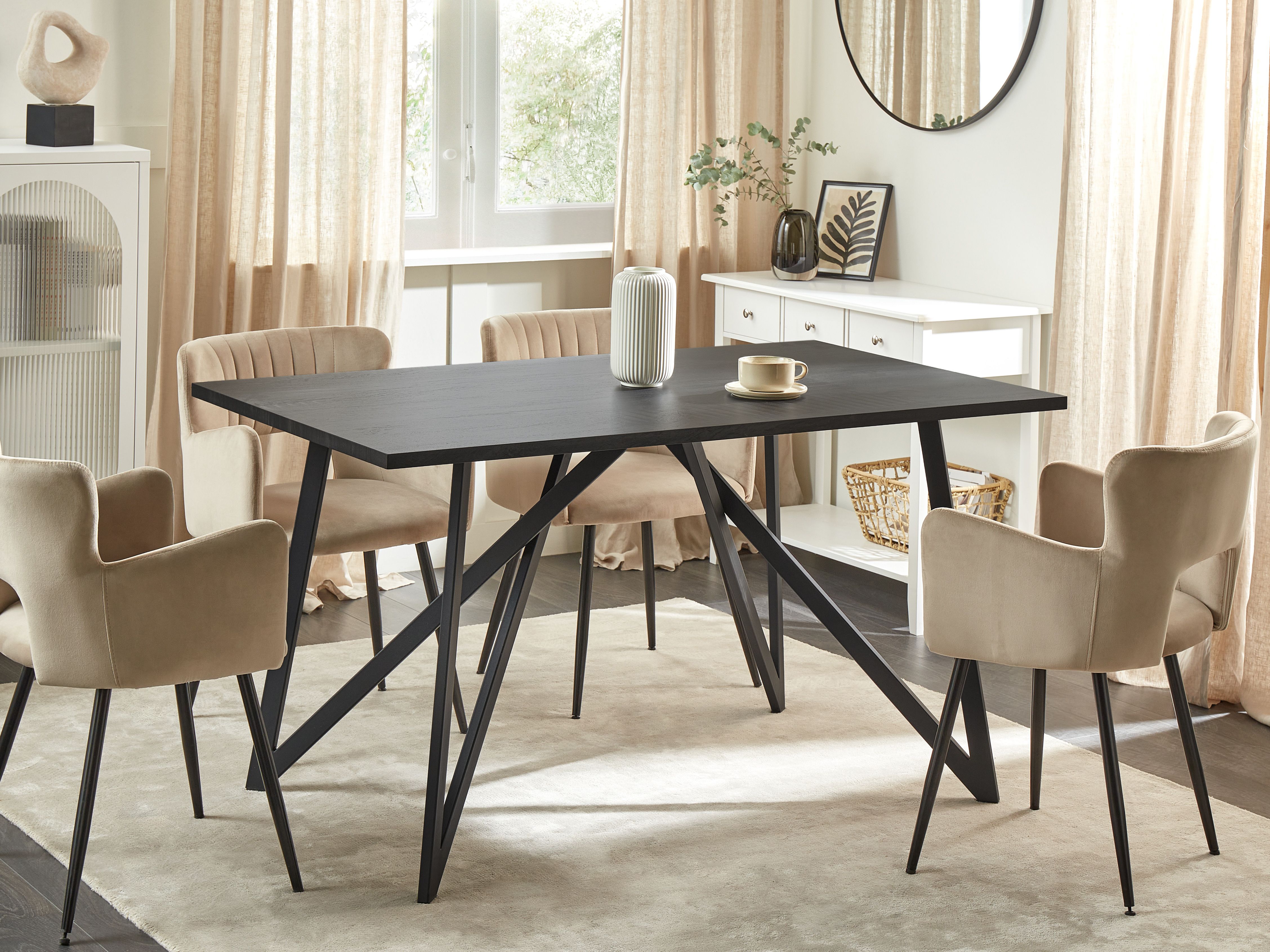 Dining Table 140 x 80 cm Black ANNIKA | Beliani.no