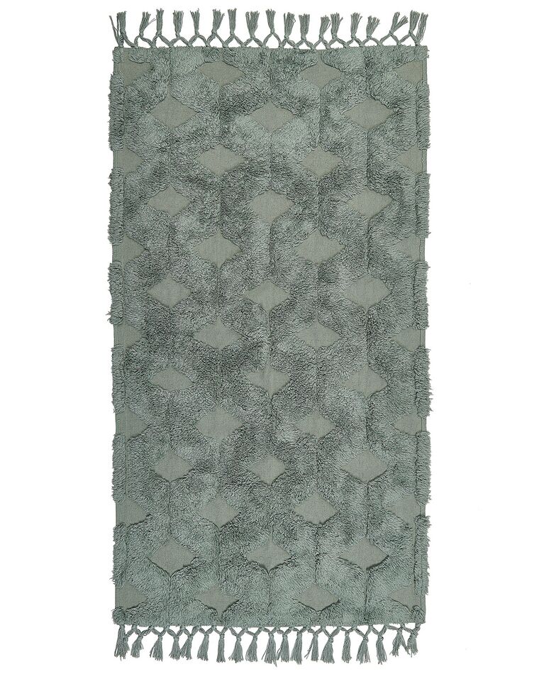 Cotton Area Rug 80 x 150 cm Green KARS | Beliani.co.uk