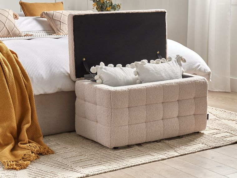 Boucle Storage Ottoman Beige MICHIGAN | Beliani.co.uk