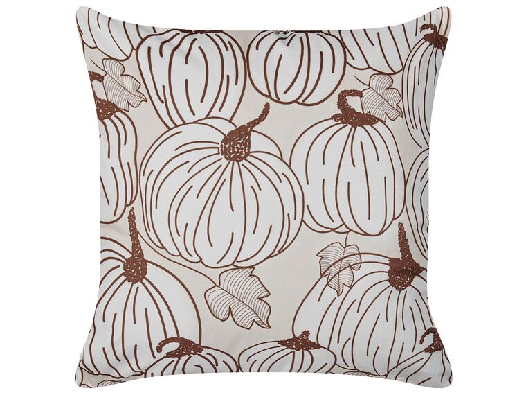 Set of 2 Velvet Cushions Pumpkin Pattern 45 x 45 cm Beige GOURD ...