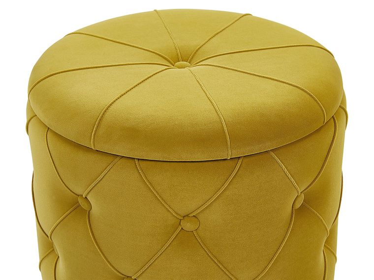 Set de 2 poufs en velours jaune moutarde avec rangement PUEBLO | Beliani.fr