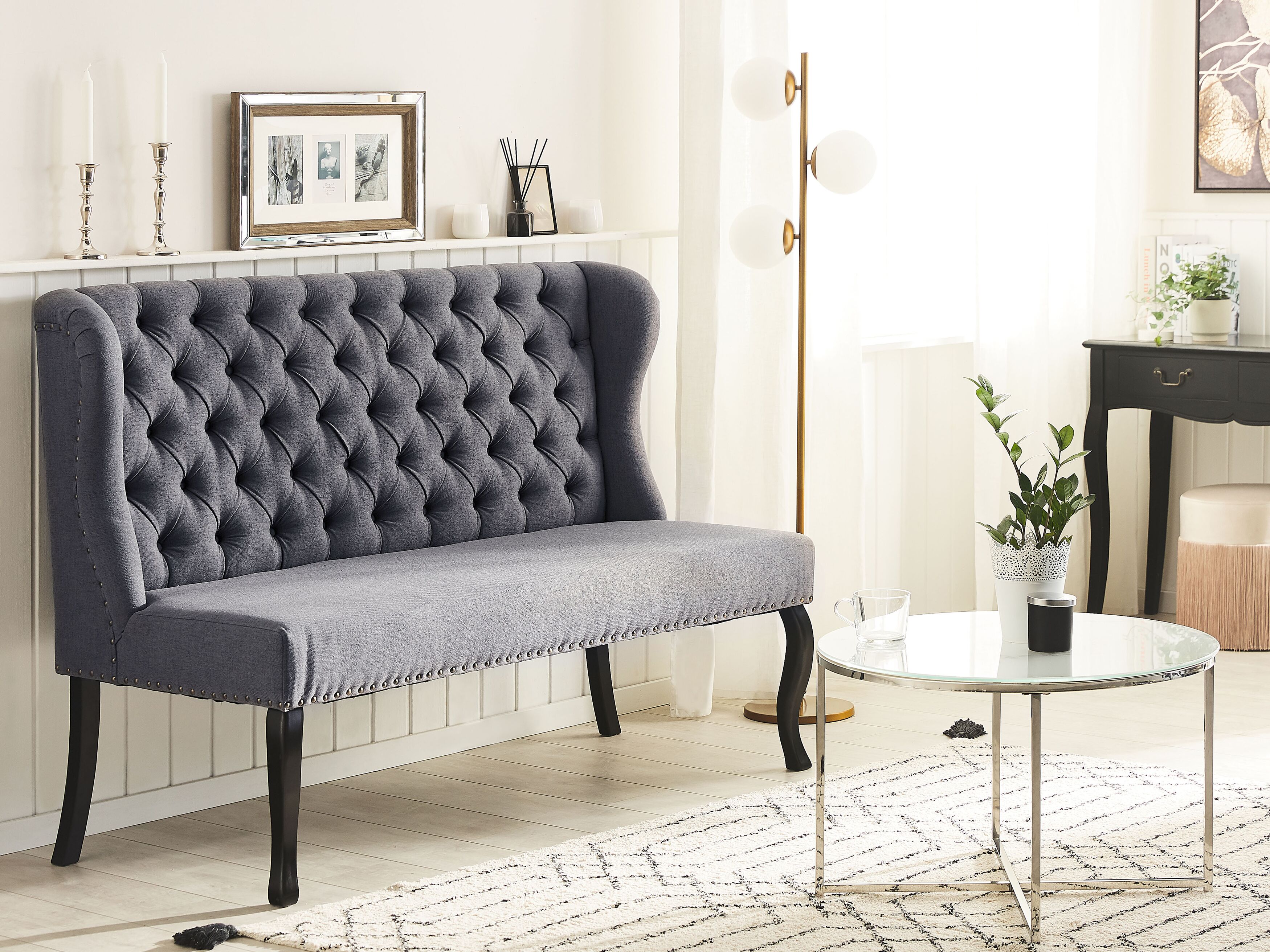 2 Seater Fabric Kitchen Sofa Grey TORSBY | Beliani.co.uk