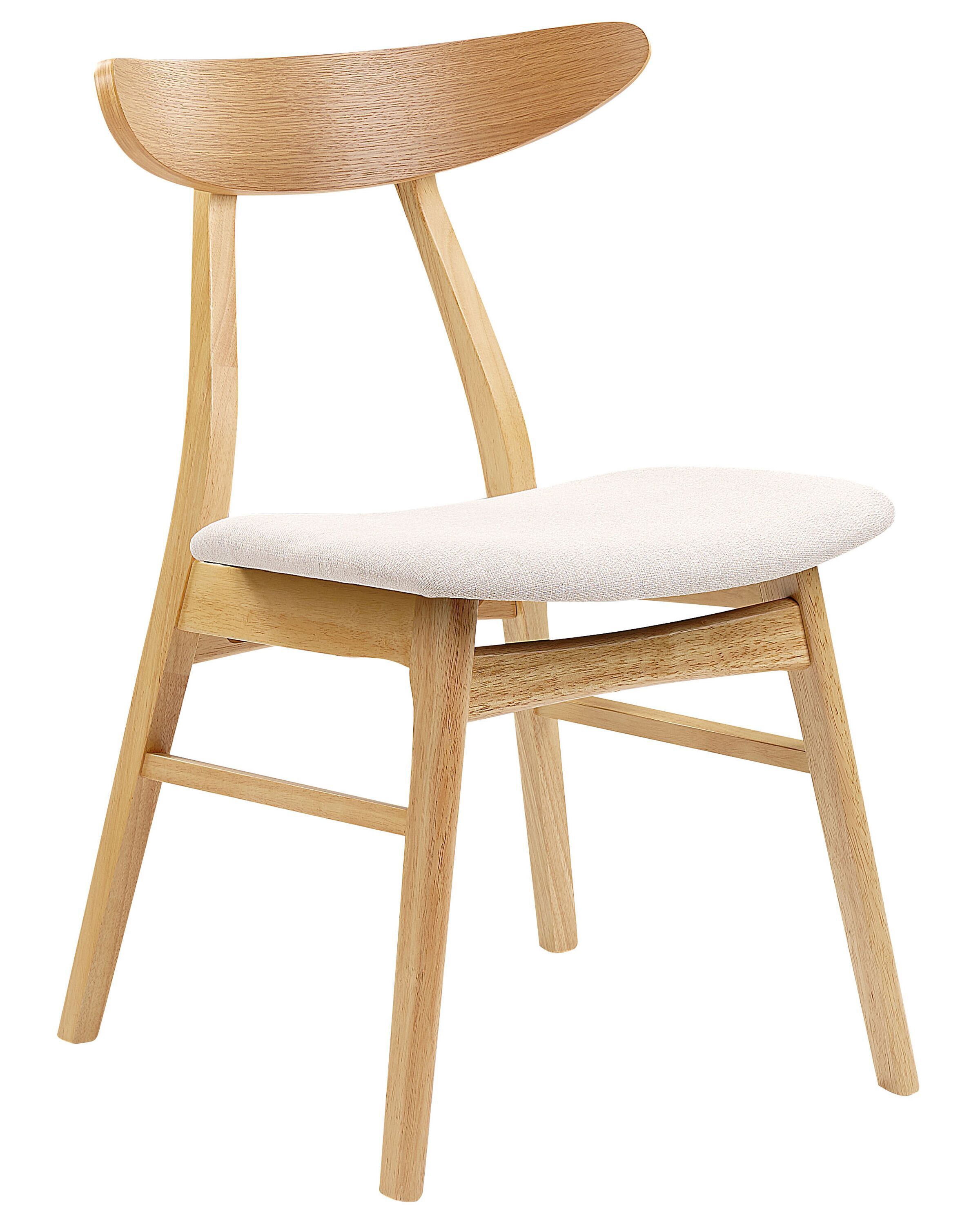 Set med 2 matstolar ljust trä och ljusbeige LYNN | Beliani.se