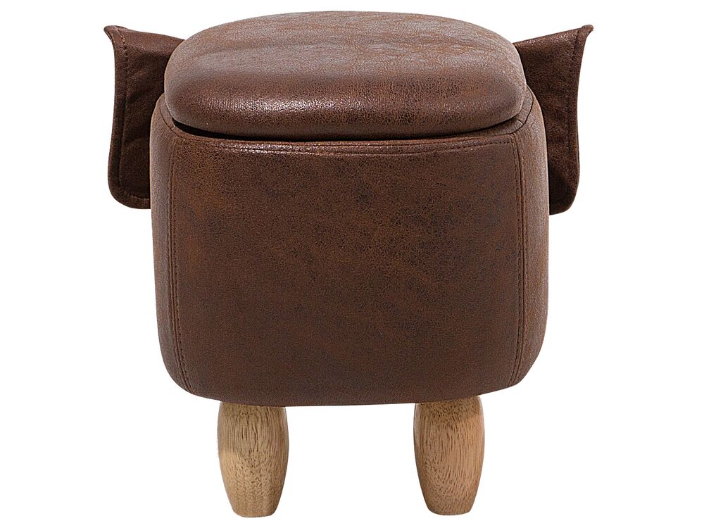 Hocker leather-look donkerbruin ELEPHANT | Gratis Levering